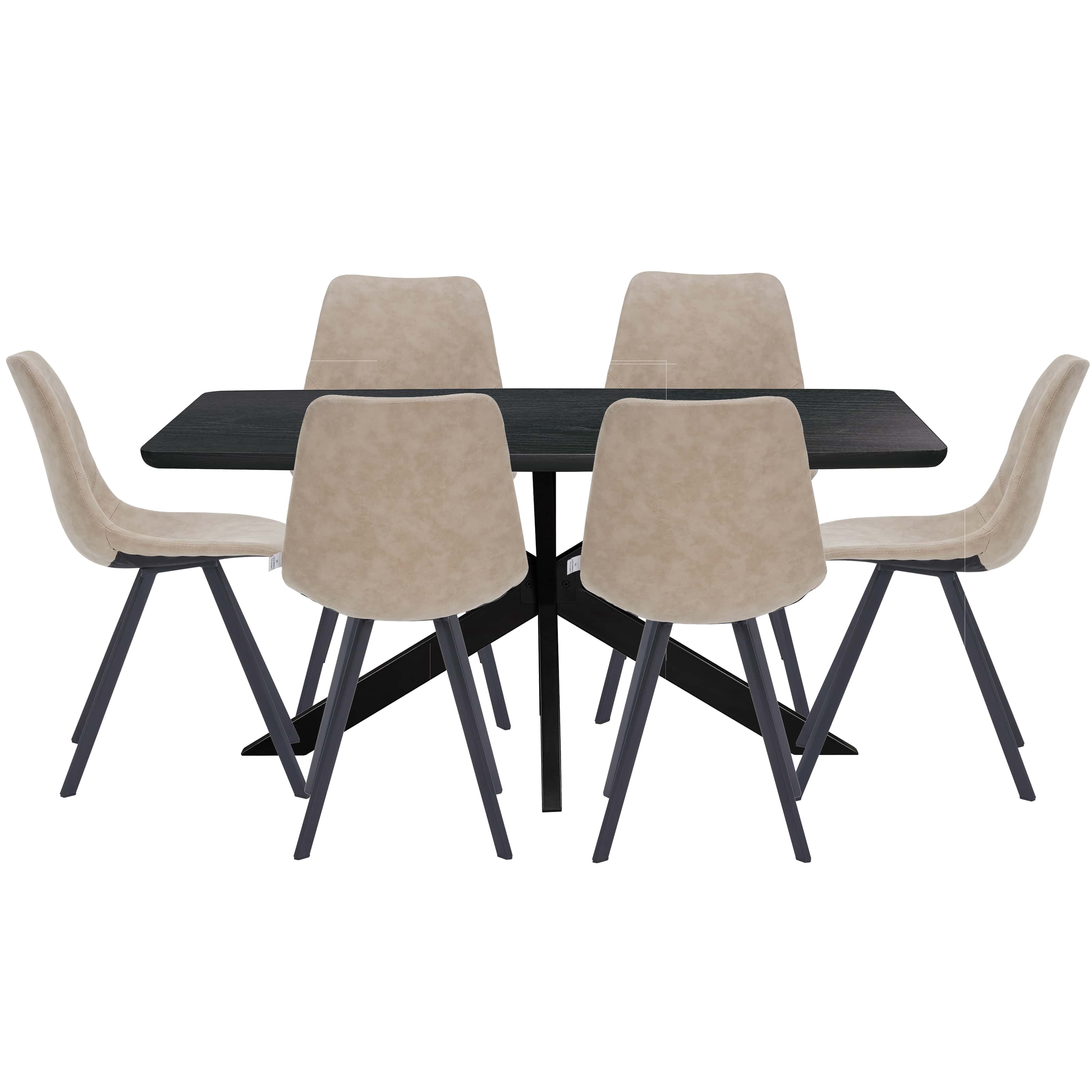 LeisureMod 7-Piece Dining Set 63" Rectangular Dining Table with MDF Top ...
