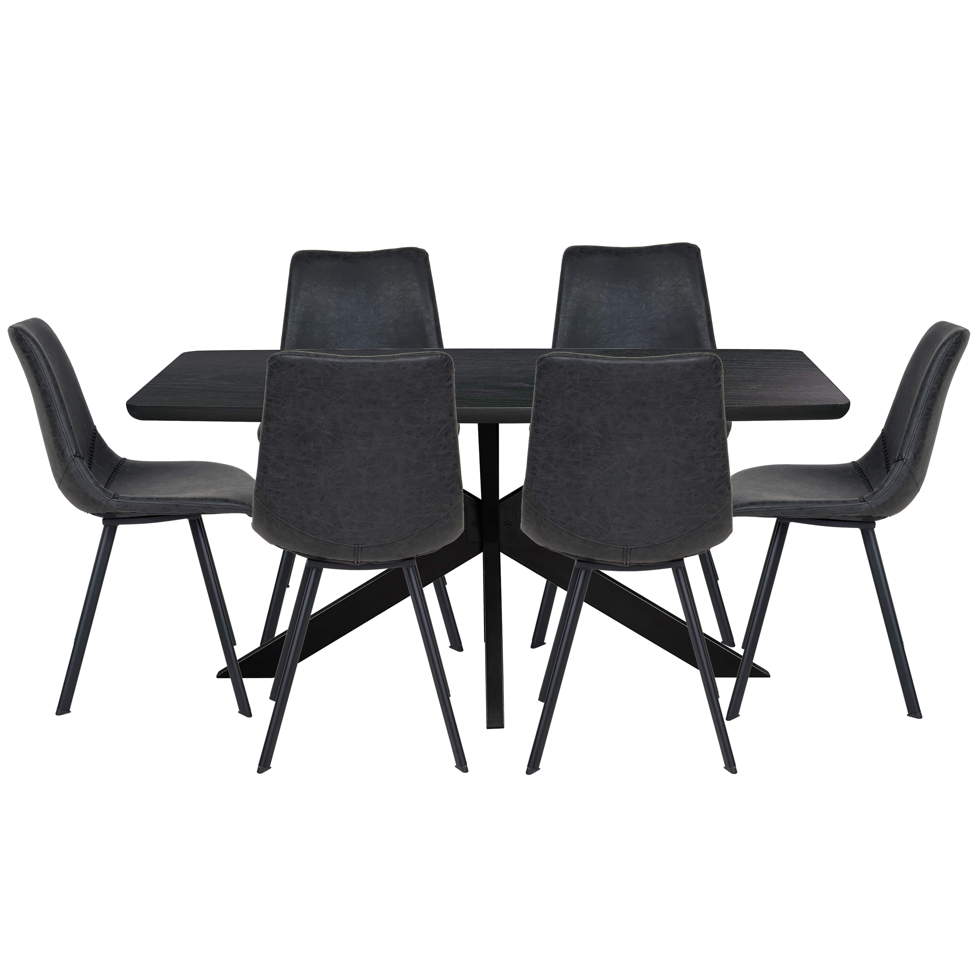 LeisureMod 7-Piece Dining Set 63" Rectangular Dining Table with MDF Top ...