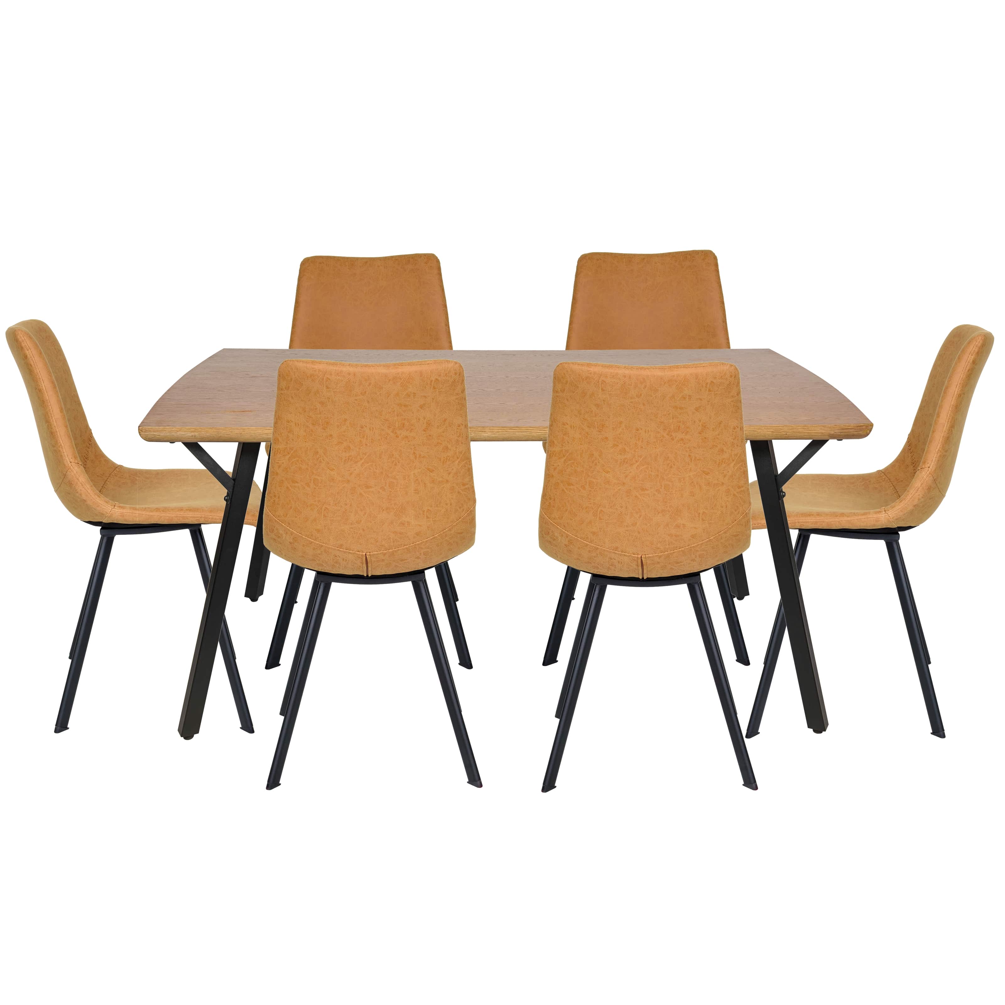 LeisureMod 7-Piece Dining Set with Rectangular 63” Wide MDF Dining ...