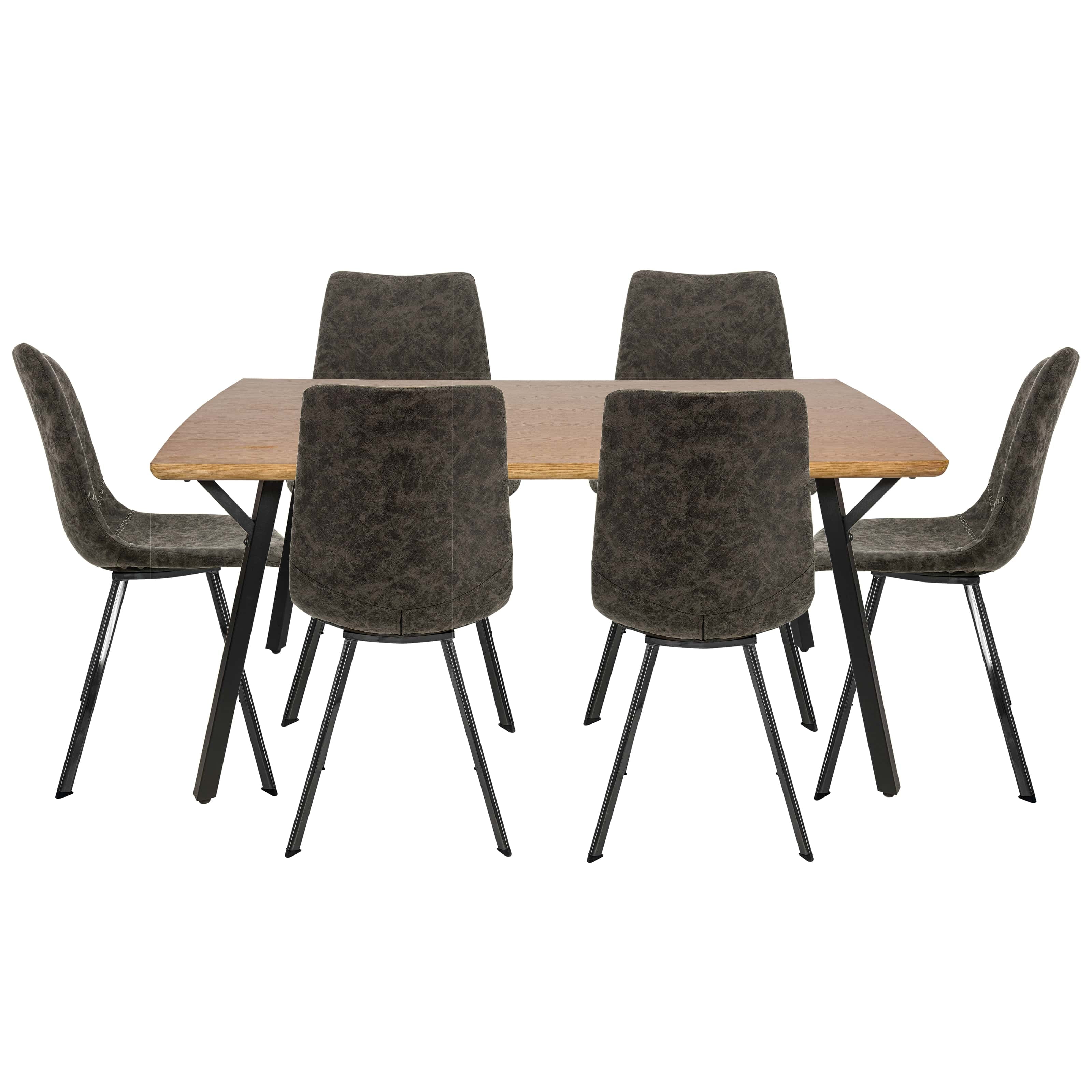 LeisureMod 7-Piece Dining Set with Rectangular 63” Wide MDF Dining ...