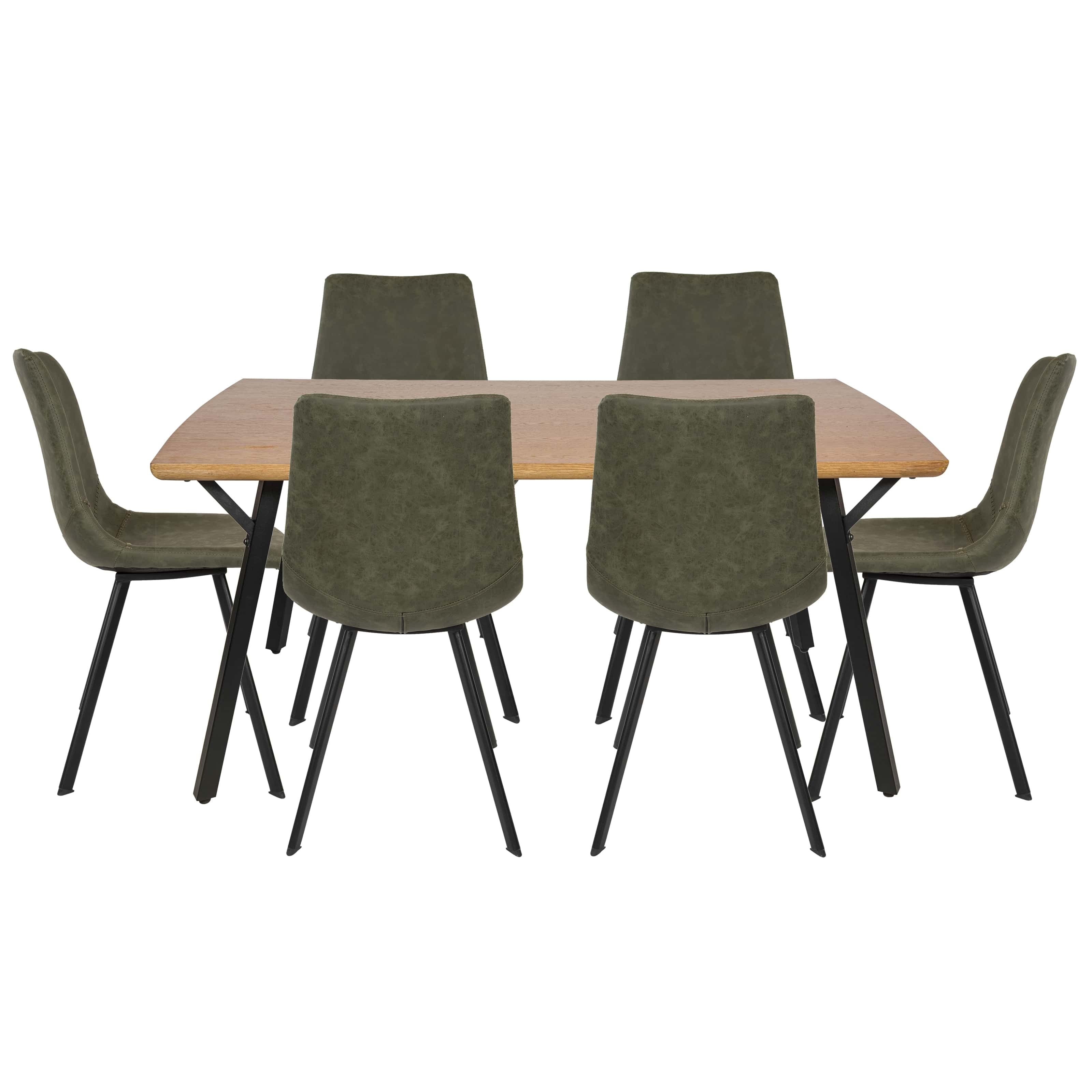 LeisureMod 7-Piece Dining Set with Rectangular 63” Wide MDF Dining ...