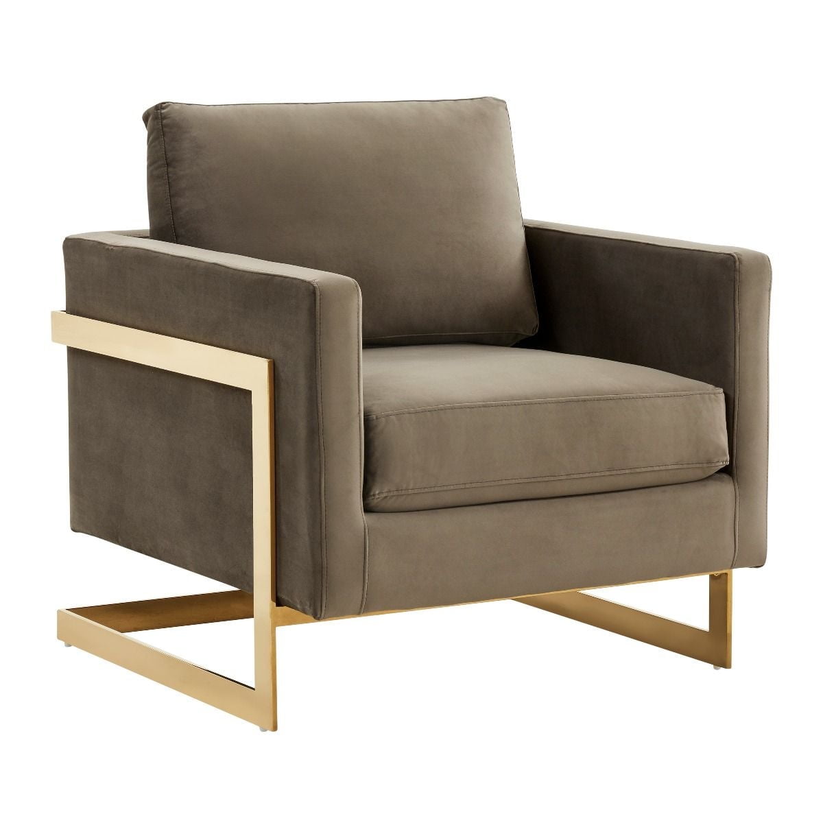 LeisureMod Accent Arm Chair Upholstered in Velvet with Gold Stainless ...