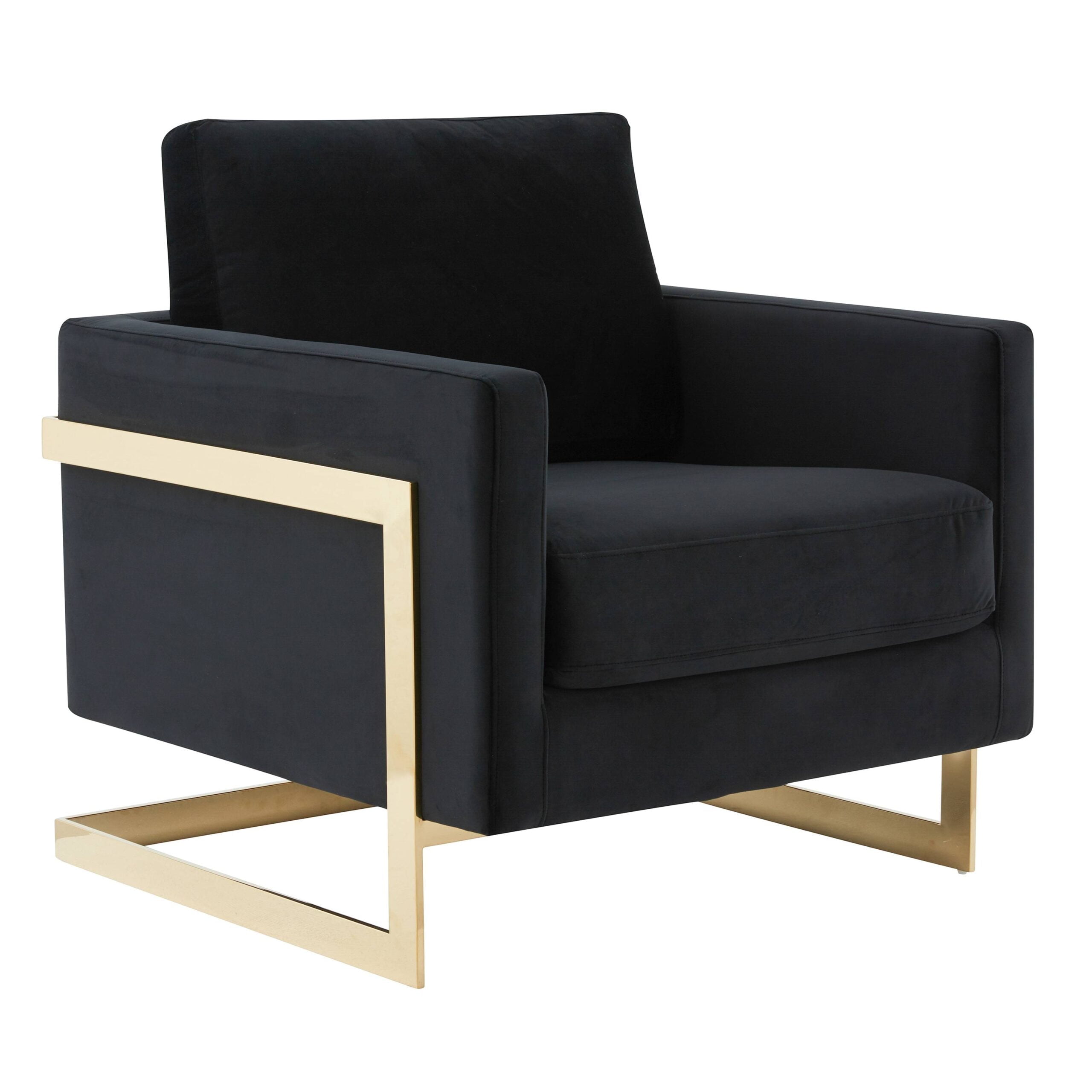 LeisureMod Lincoln Modern Regal Velvet Accent Arm Chair for Living Room ...