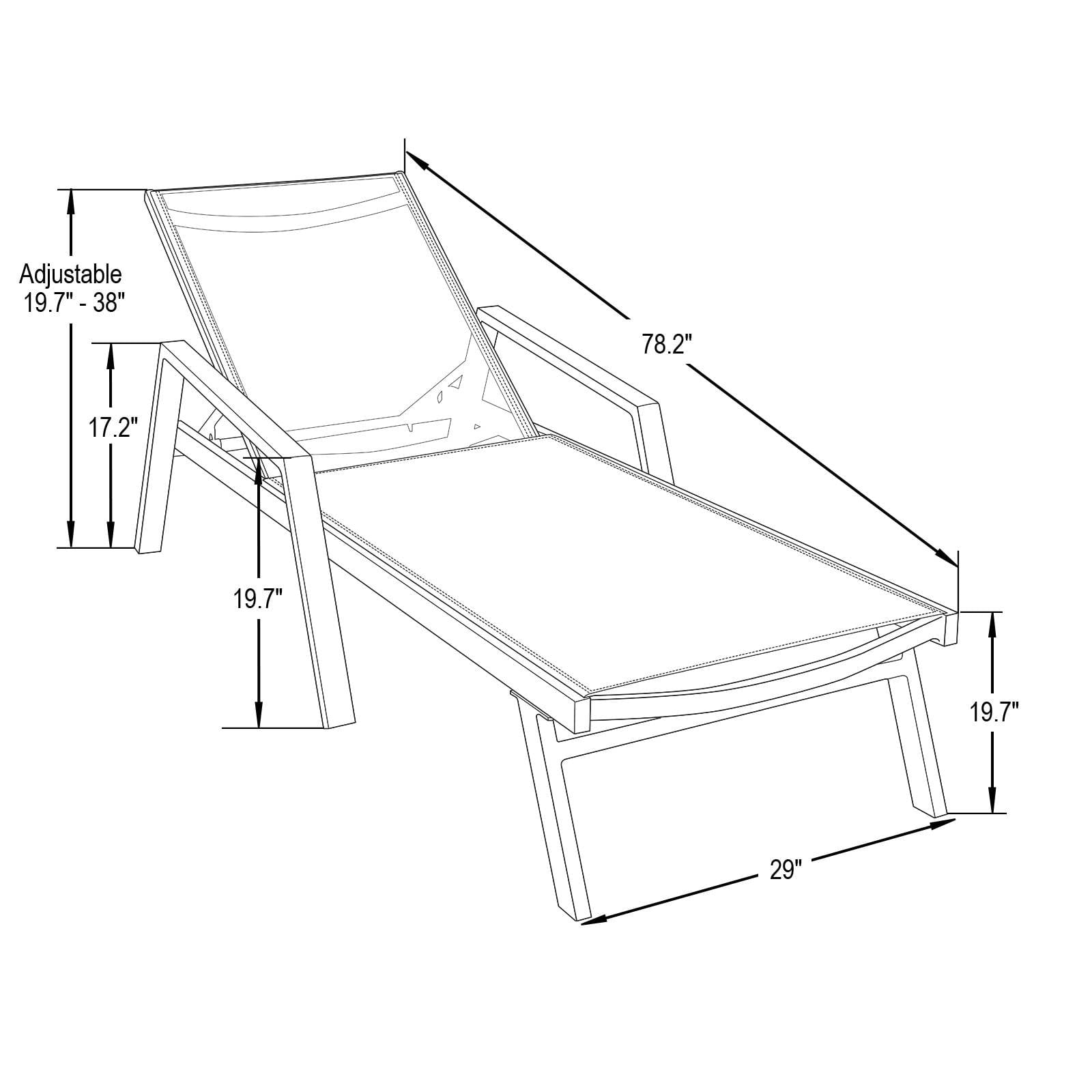 LeisureMod Aluminum Beach Pool Sun Lounge Chair Sling Mesh Fabric With ...
