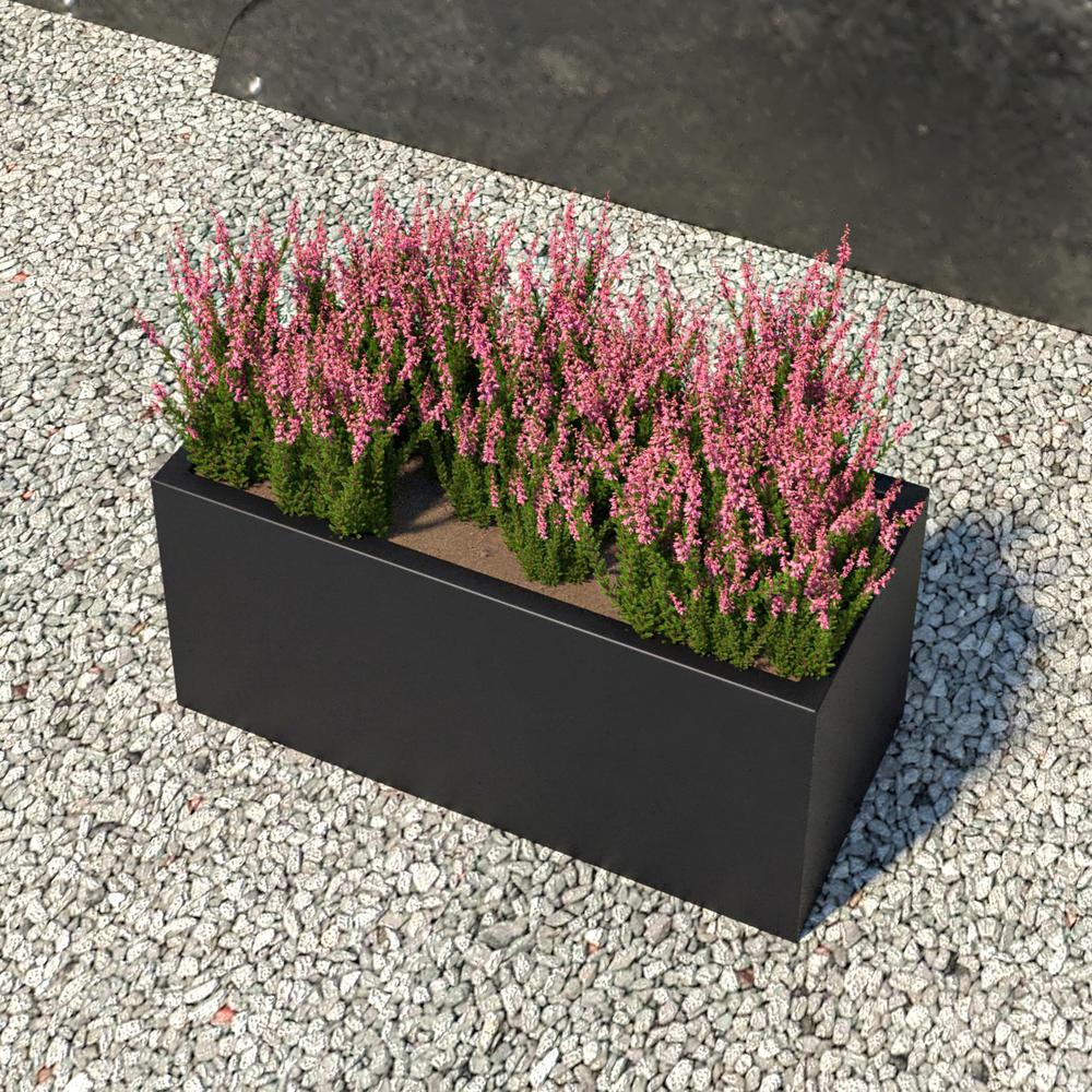 LeisureMod Bloom Series Poly Stone Planter 9" , 19.7" Long In Black ...
