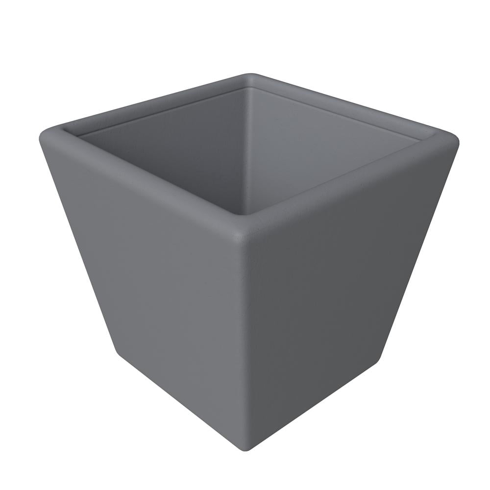 LeisureMod Blossom Fiberstone Planter Pot in Dark Grey 8 Inches Height ...