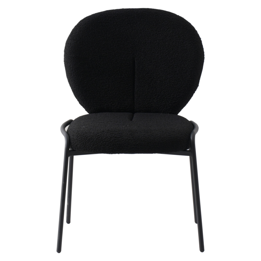 LeisureMod Celestial Mid-Century Modern Boucle Dining Side Chair with ...