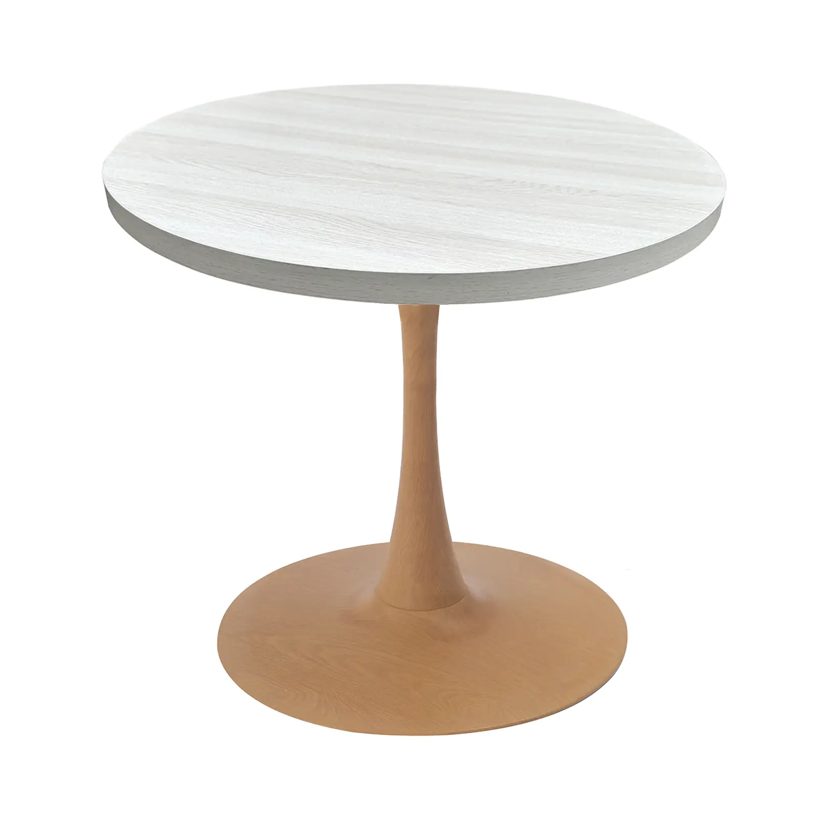 LeisureMod Bristol 27" Round Dining Table with MDF Top and Natural Wood ...