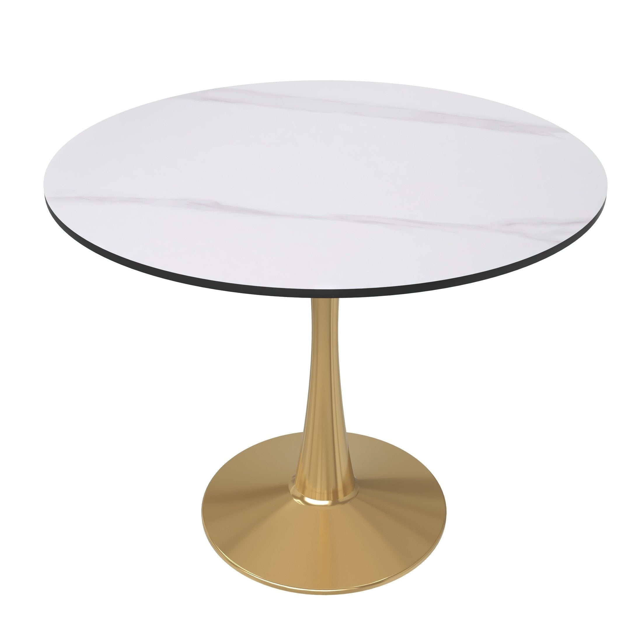 LeisureMod Round Dining Table Modern 31" Sintered Stone Tabletop with ...