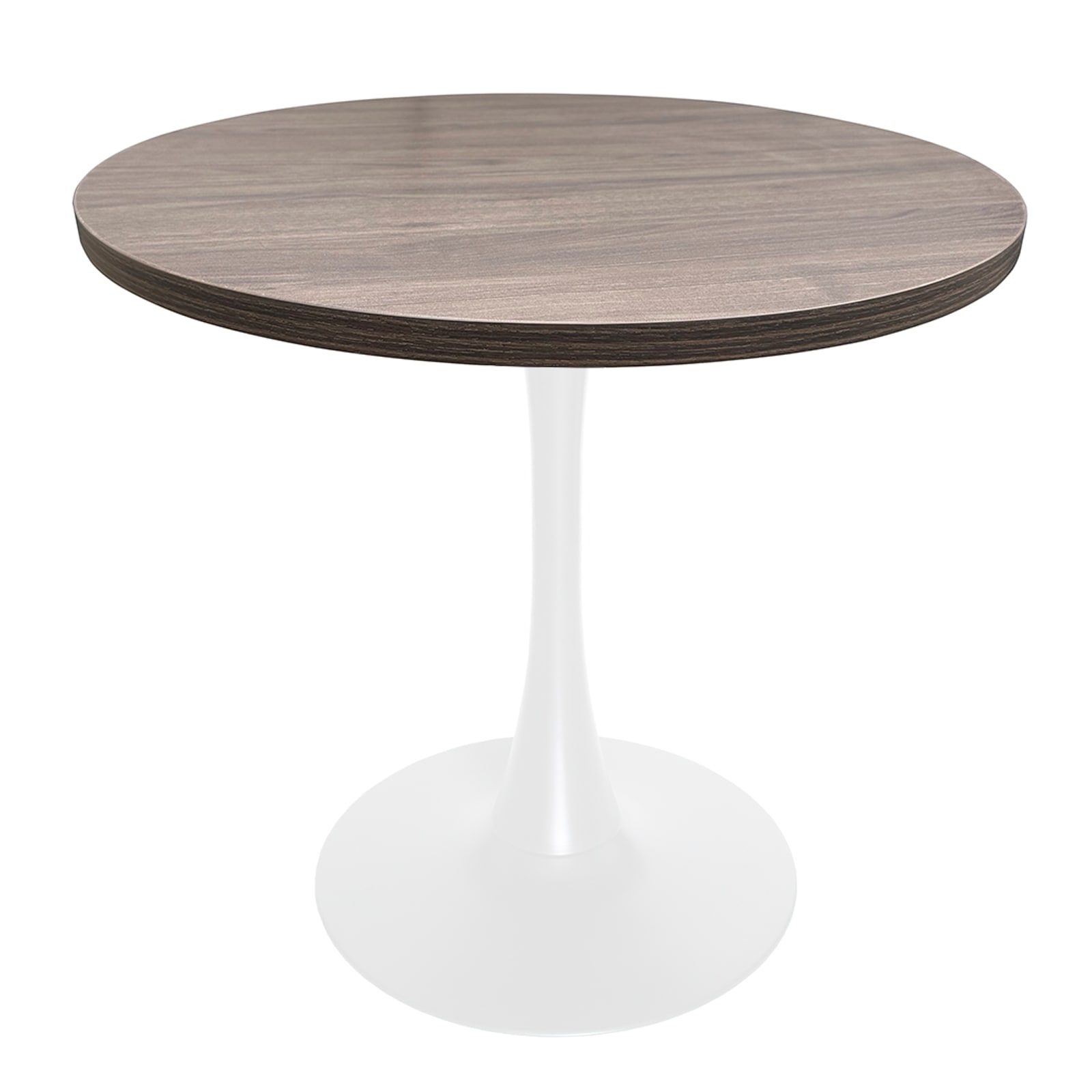 LeisureMod Bristol 36" Dining Table MDF Top & White Iron Base Dark ...