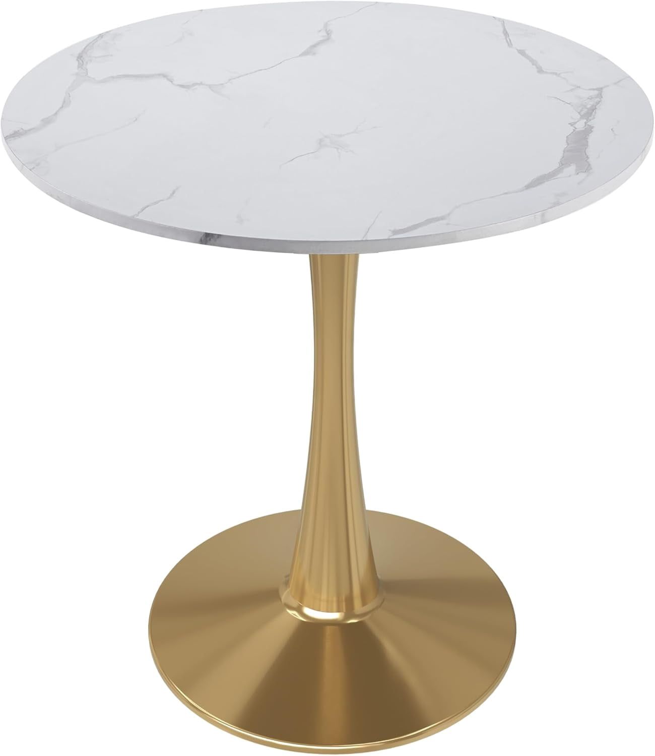 LeisureMod Bristol Bistro Table 31 Inch Round Marble Look Top, Modern ...