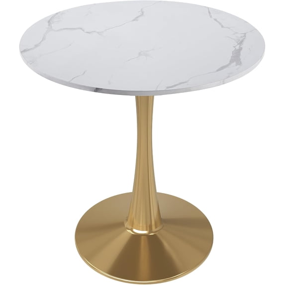 LeisureMod Bristol Bistro Table 31 Inch Round Marble Look Top, Modern ...