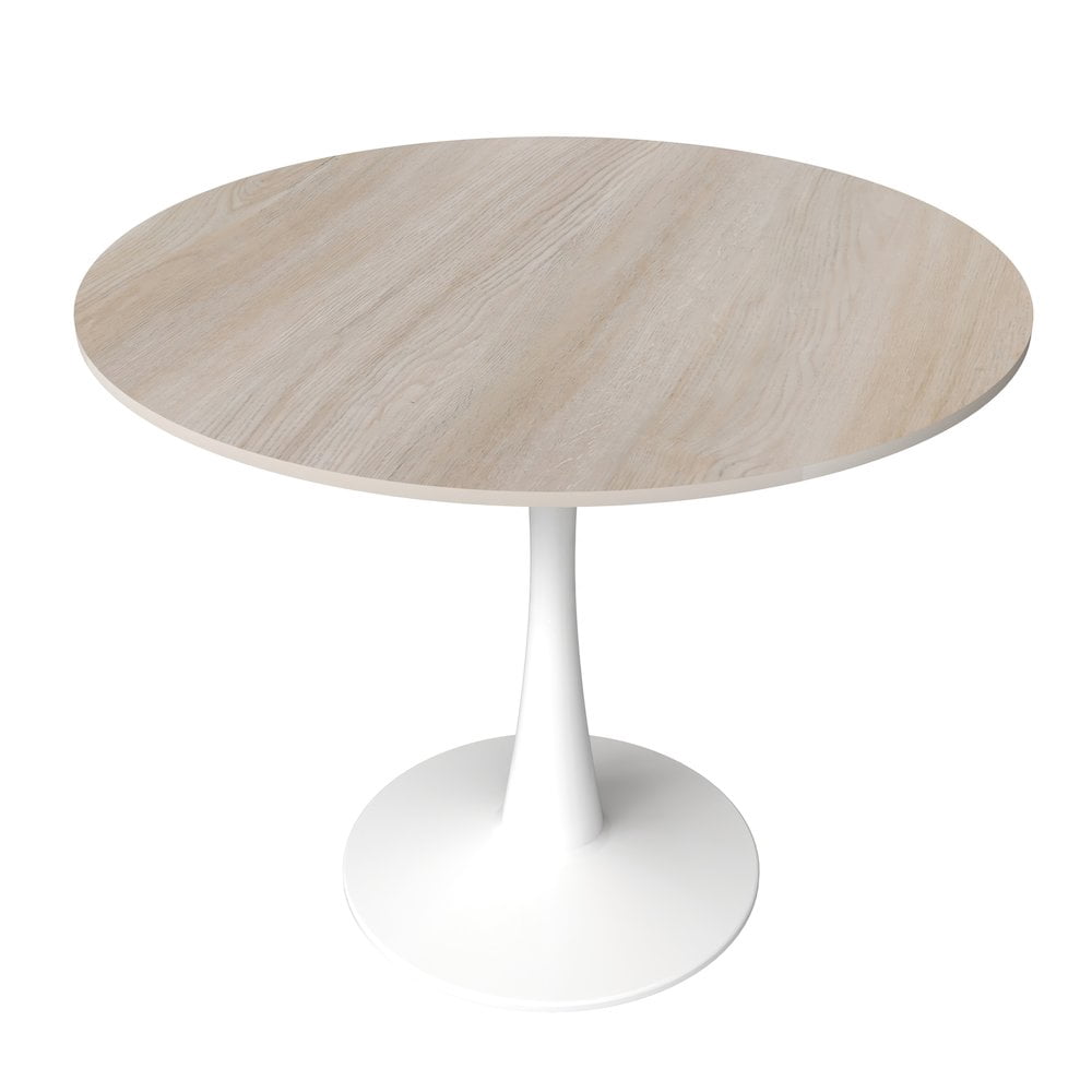 LeisureMod Bristol - Bistro Table - White base Natural wood Top ...