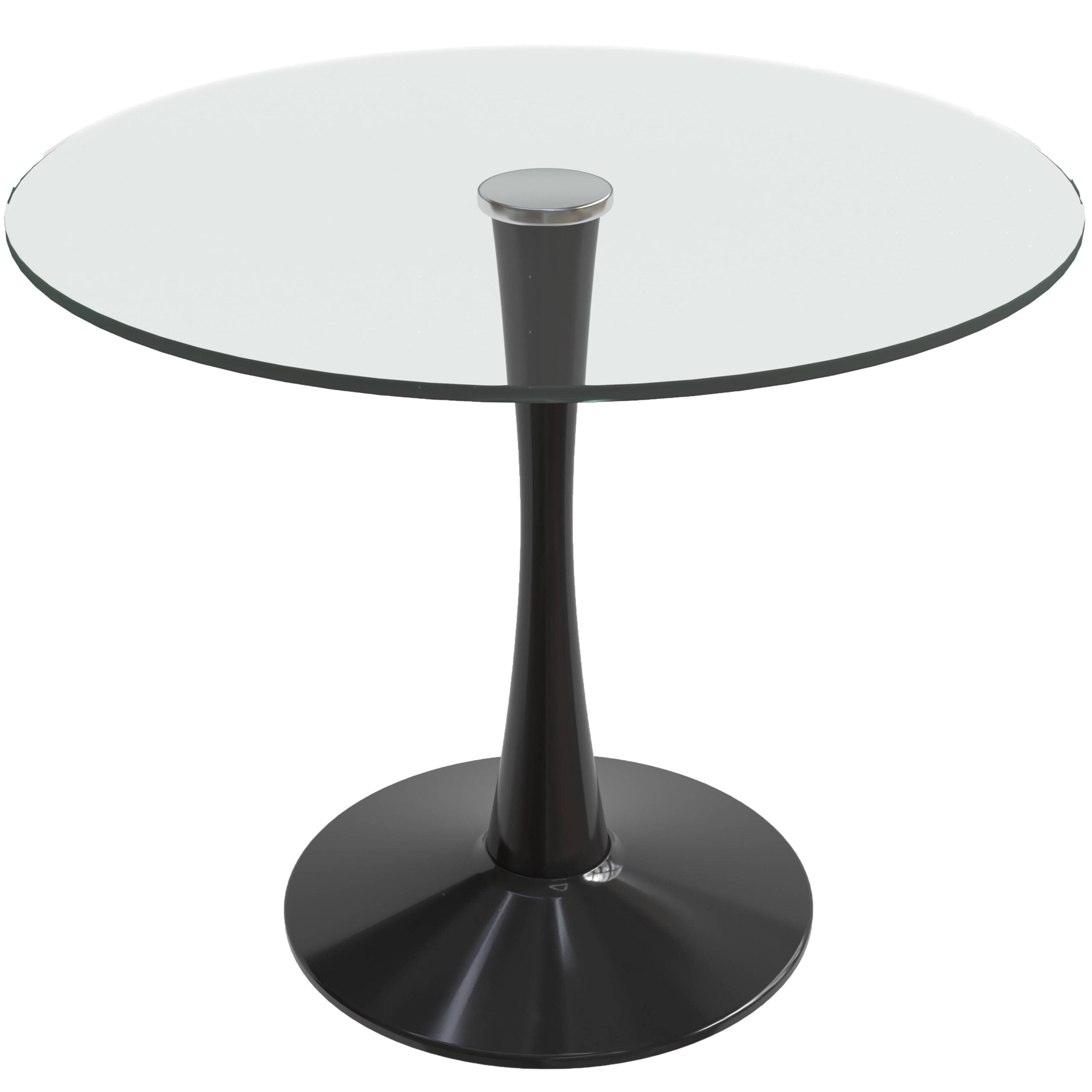 LeisureMod Round Dining Table Modern 35" Glass Tabletop with Steel ...