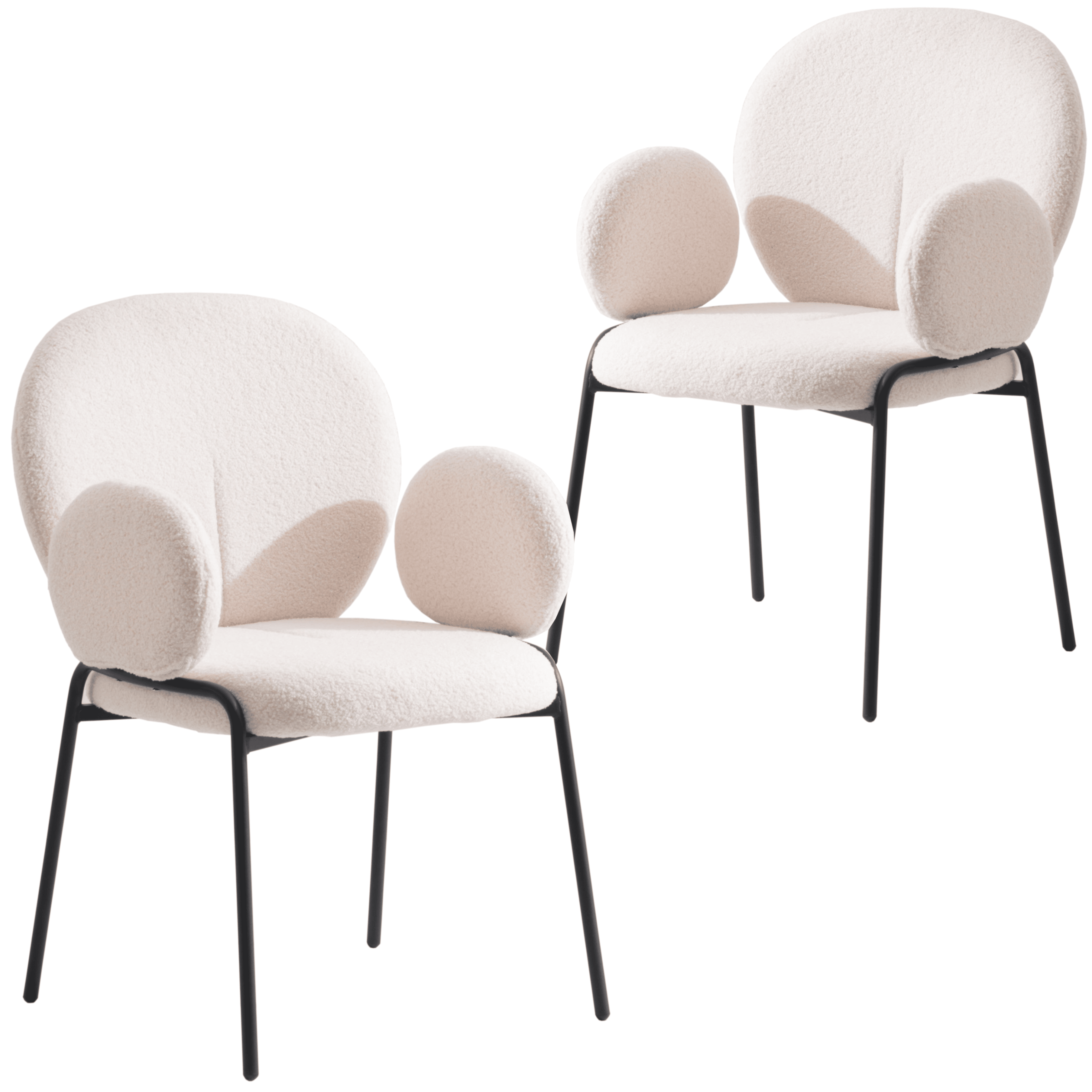 LeisureMod Celestial Mid-Century Modern Boucle Dining Chair Upholstered ...
