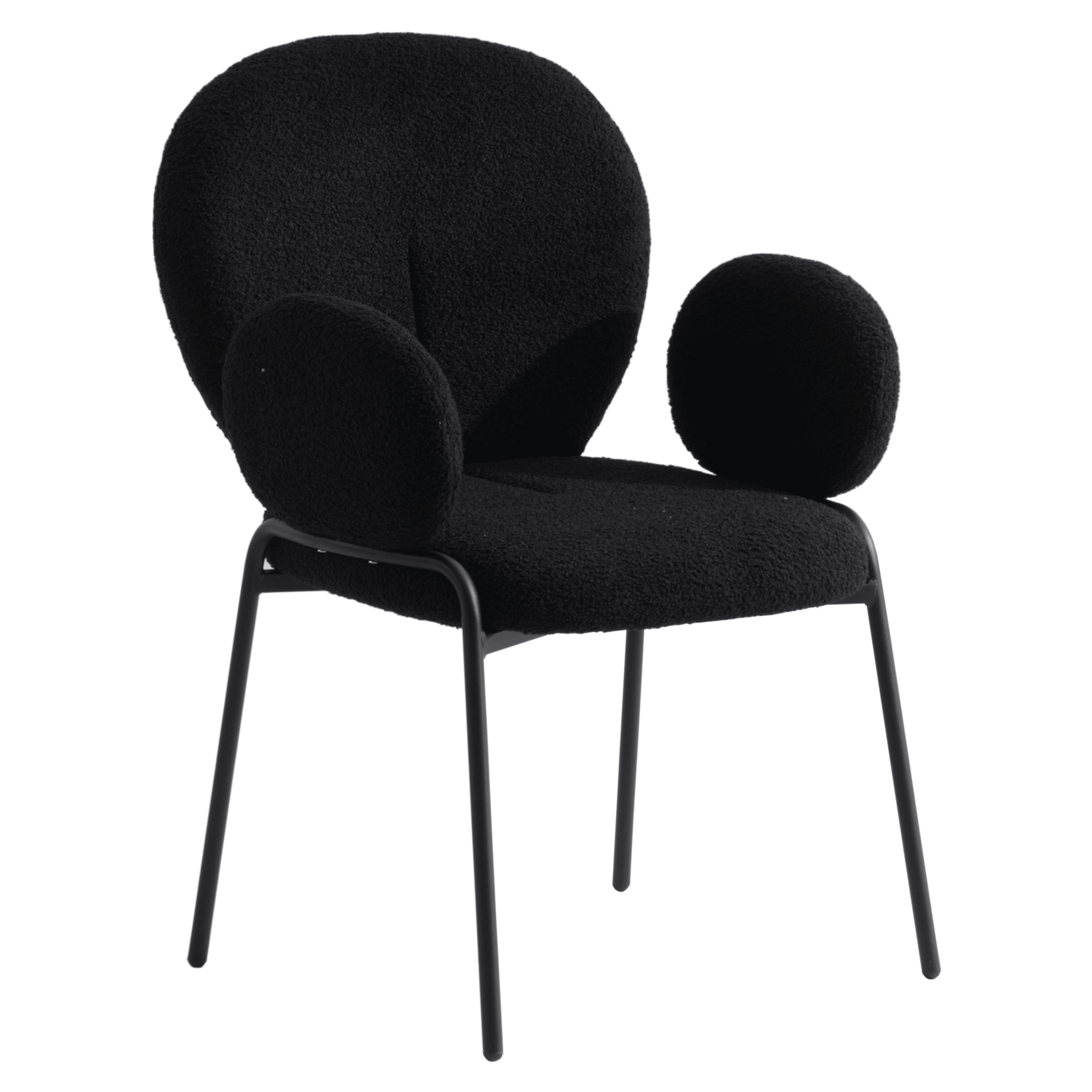 LeisureMod Celestial Mid-Century Modern Boucle Dining Chair Upholstered ...