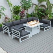 NICESOUL Aluminum Patio Furniture with Fire Pit Table Safe, Color White ...