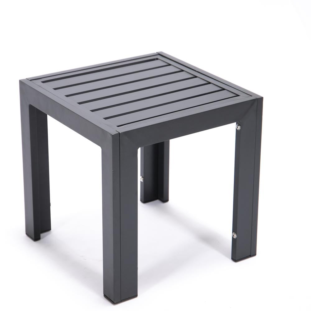 LeisureMod Chelsea Modern Aluminum Outdoor Patio Side Table in Black ...