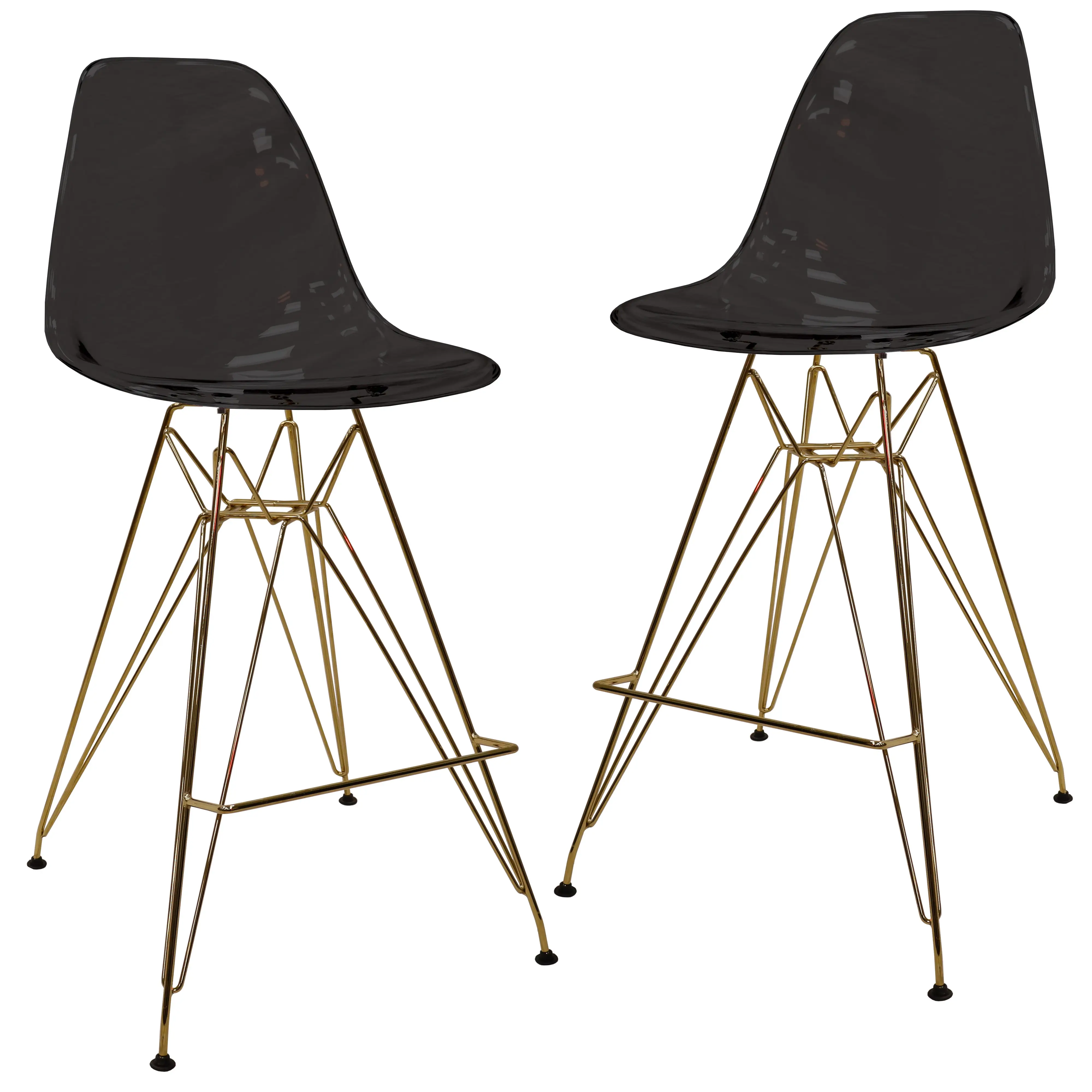 LeisureMod Cresco Modern Acrylic Bar Stool with Gold Chrome Steel Base ...