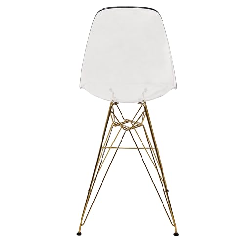 LeisureMod Cresco Modern Acrylic Barstool with Gold Chrome Base and ...