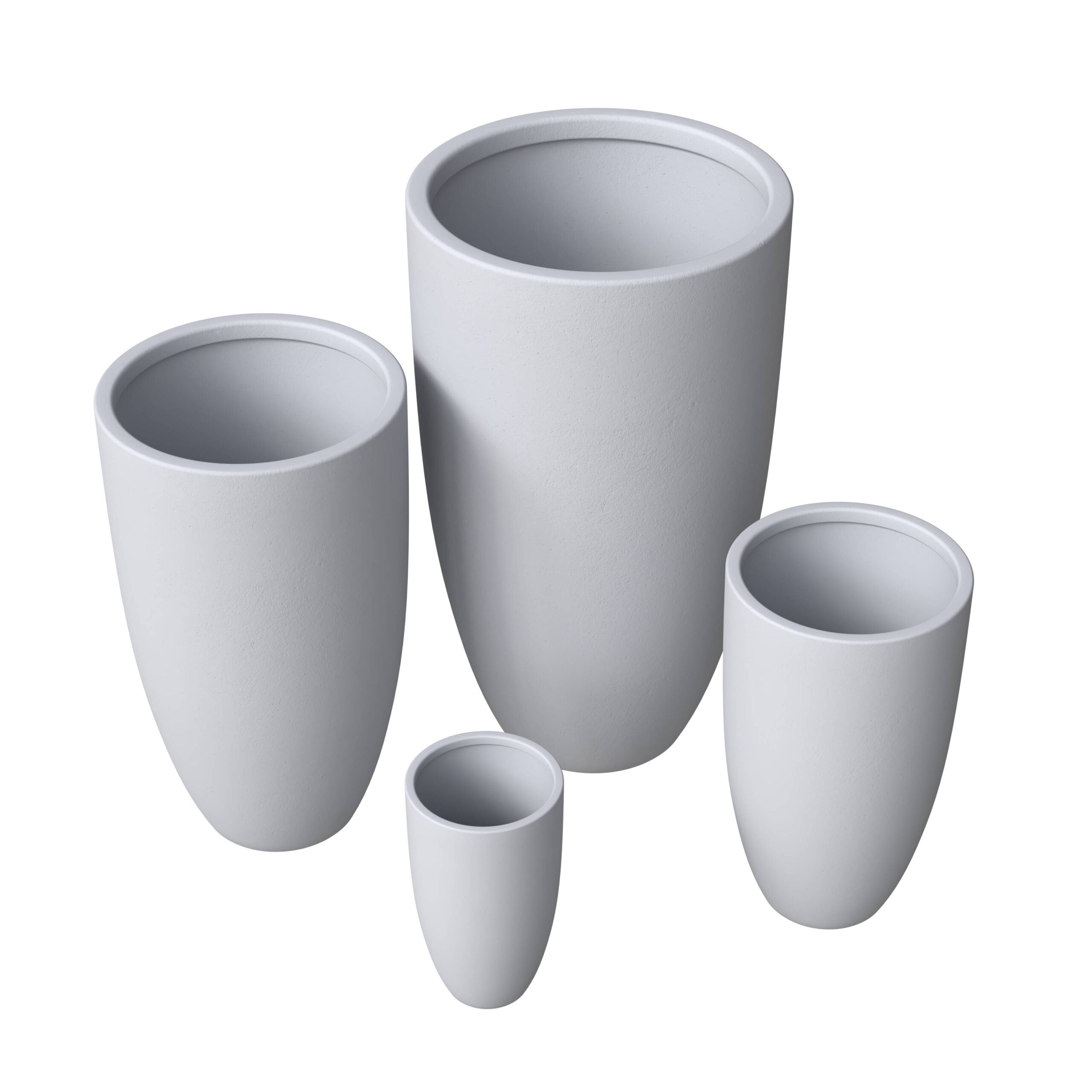 LeisureMod Crete Mid-Century Modern 4-Piece Fiberstone and Clay Planter ...