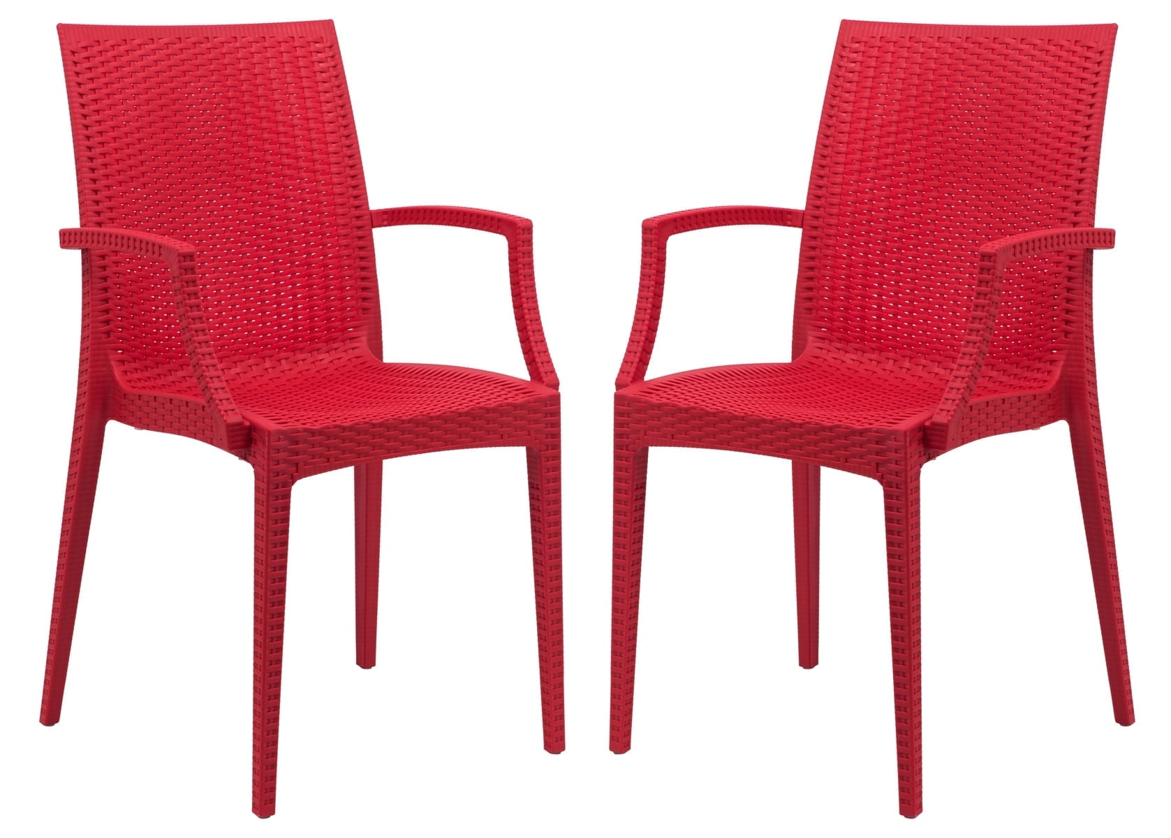 LeisureMod Dining Arm Chair in Polypropylene with Weave Design ...