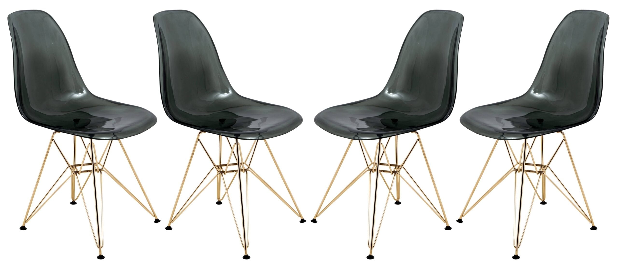 LeisureMod Dining Chair in Acrylic with Gold Chrome Eiffel Base and ...