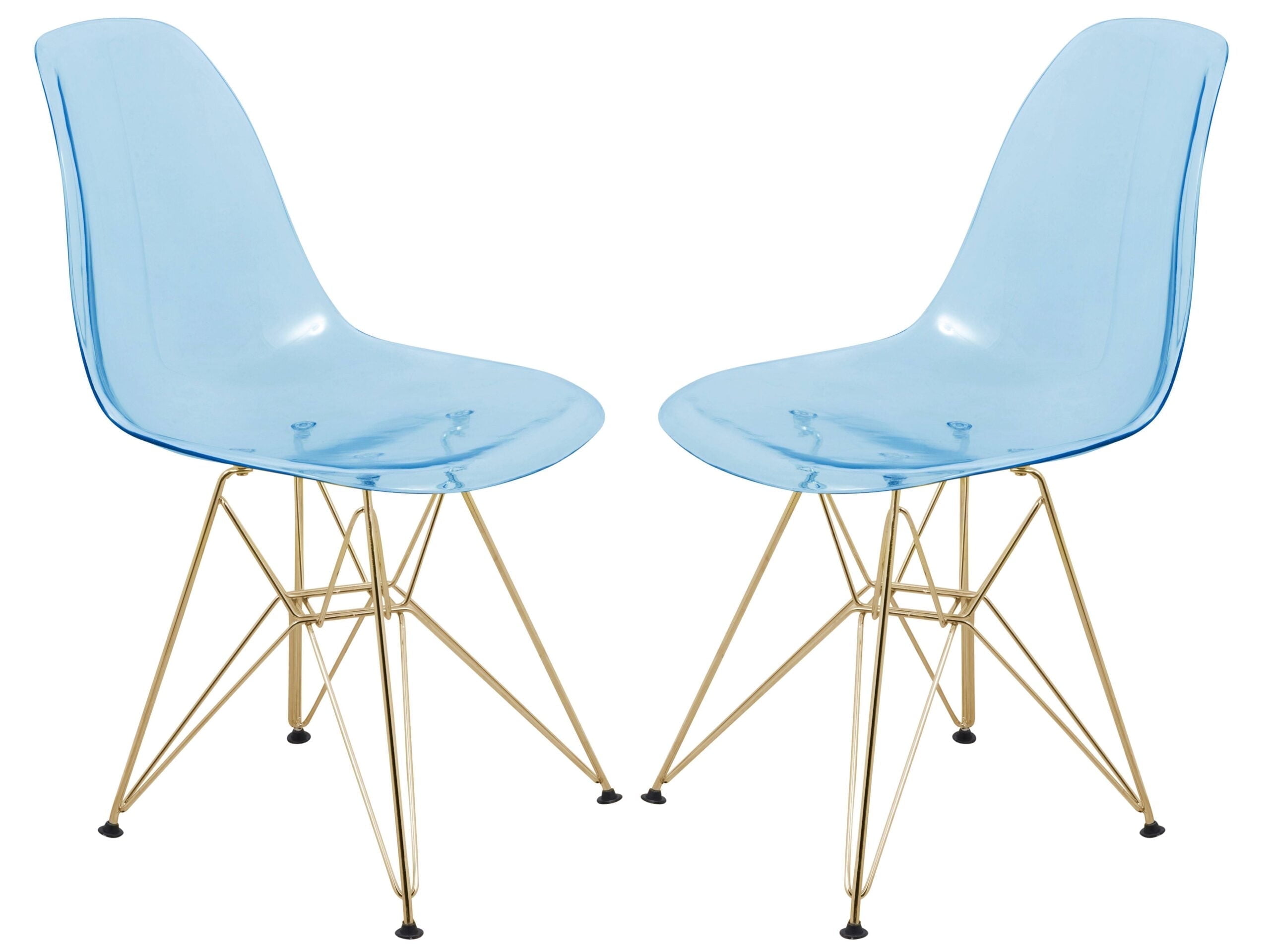 LeisureMod Dining Chair in Acrylic with Gold Chrome Eiffel Base and ...