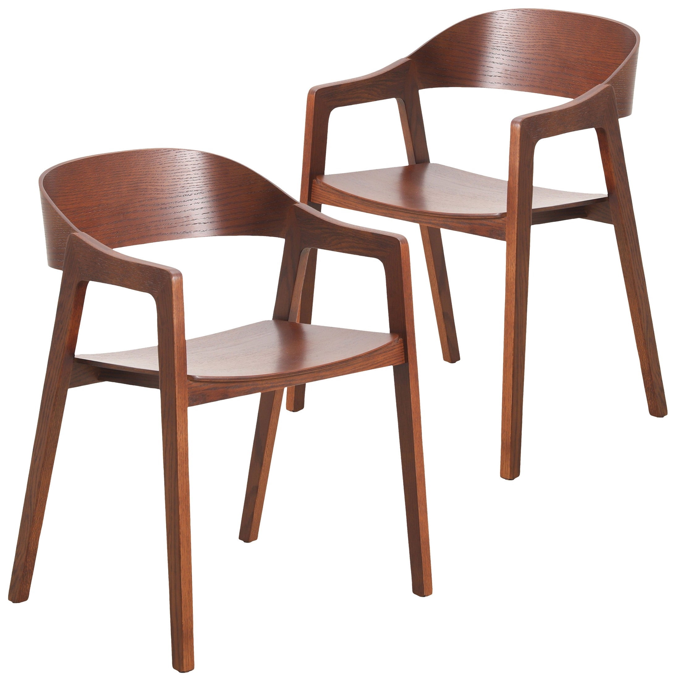 LeisureMod Dining Chair in Oak Wood Contemporary Accent Armchair with ...