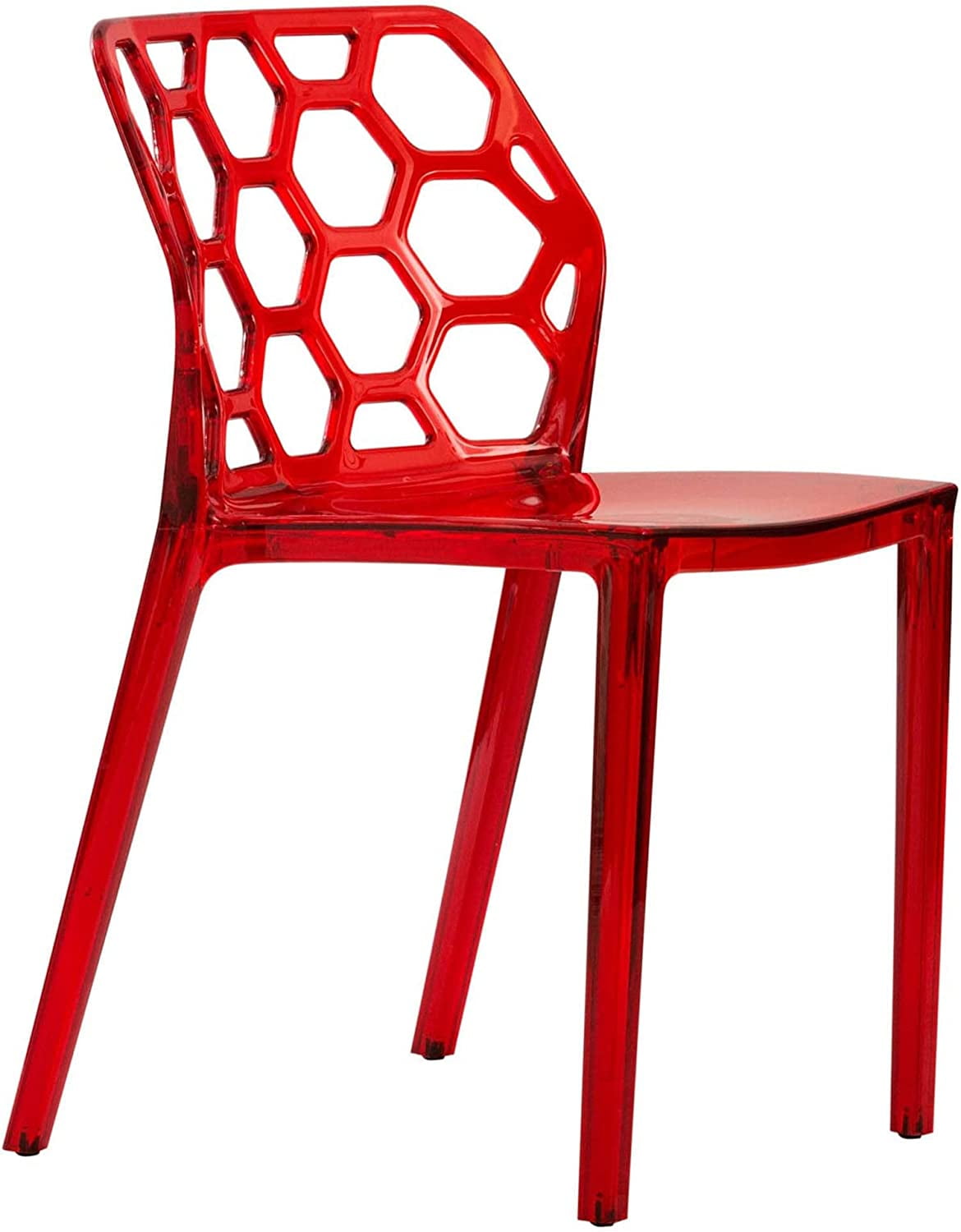 LeisureMod Dining Chair Stackable Acrylic Accent Desk Chair Transparent ...