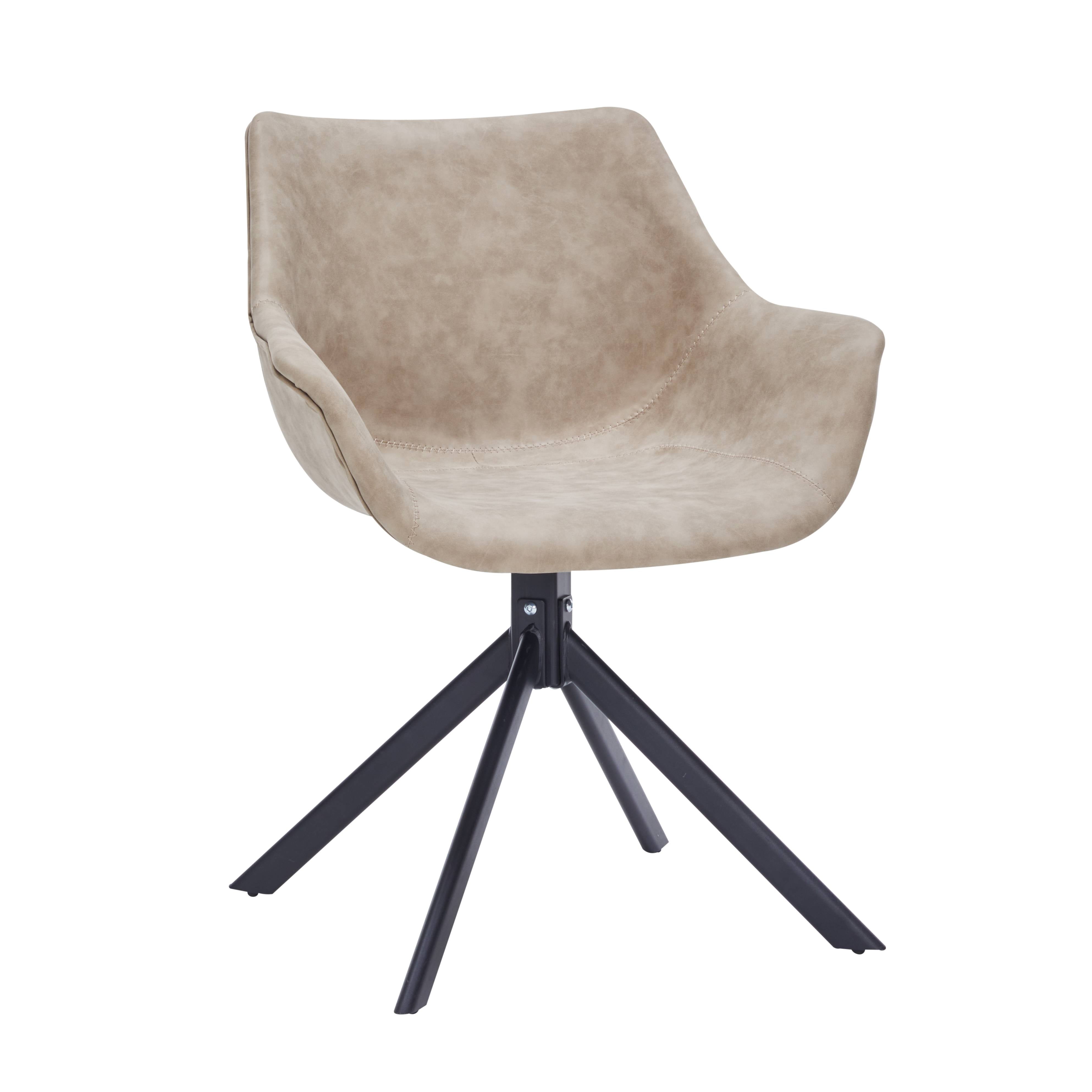 LeisureMod Dining Chair Upholstered in Leather 360-Degree Swivel ...