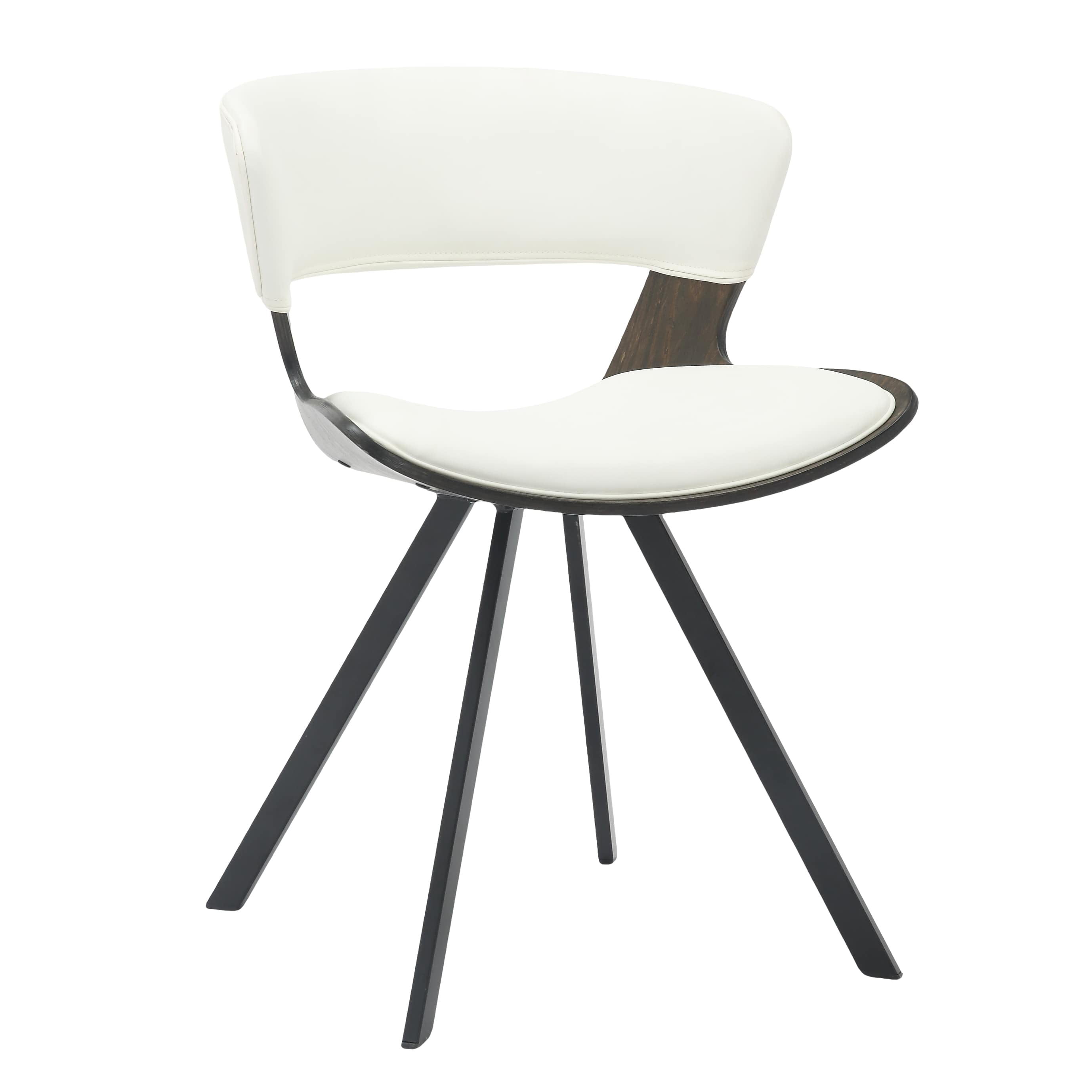 LeisureMod Dining Chair Upholstered in Leather with Curved Open-Back ...