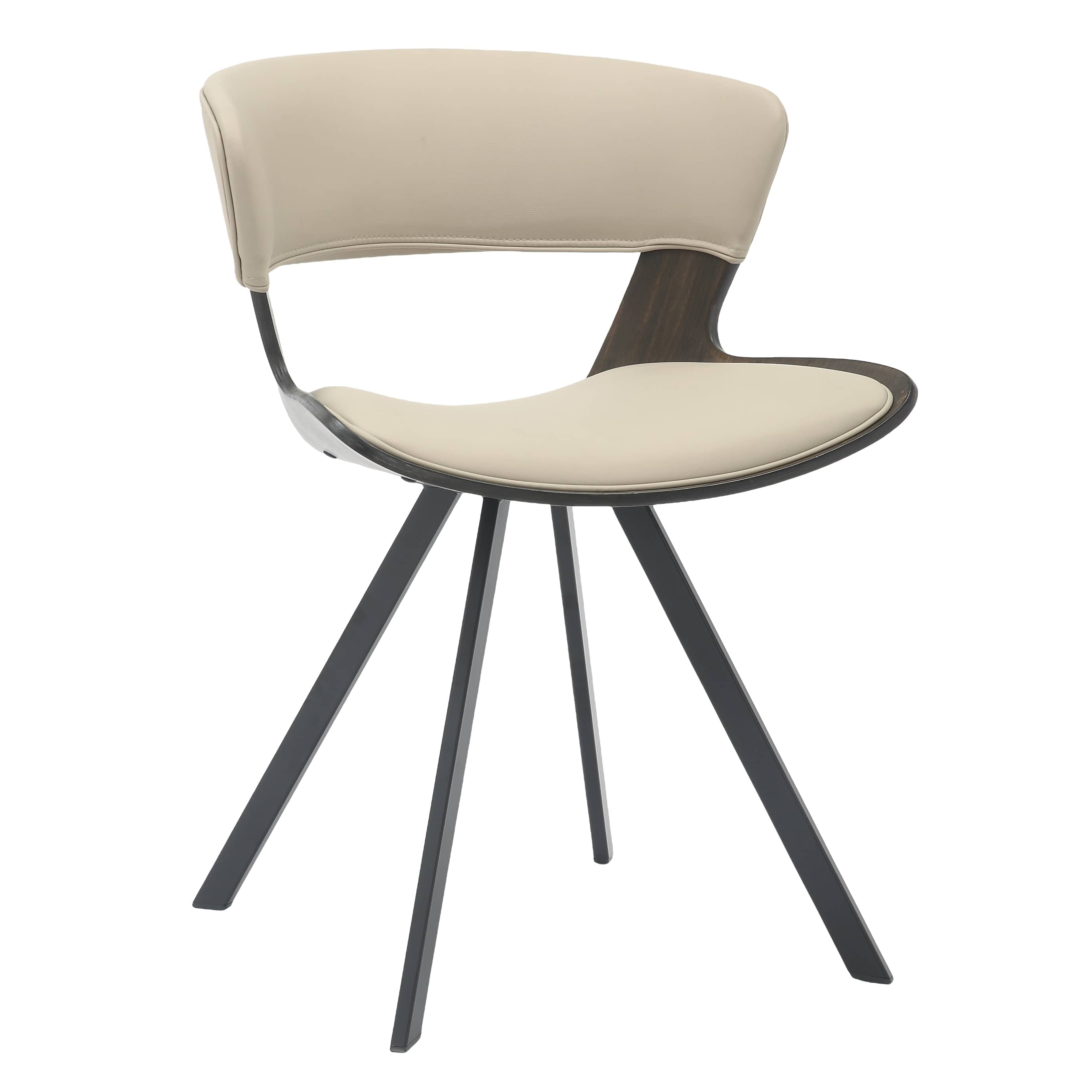 LeisureMod Dining Chair Upholstered in Leather with Curved Open-Back ...
