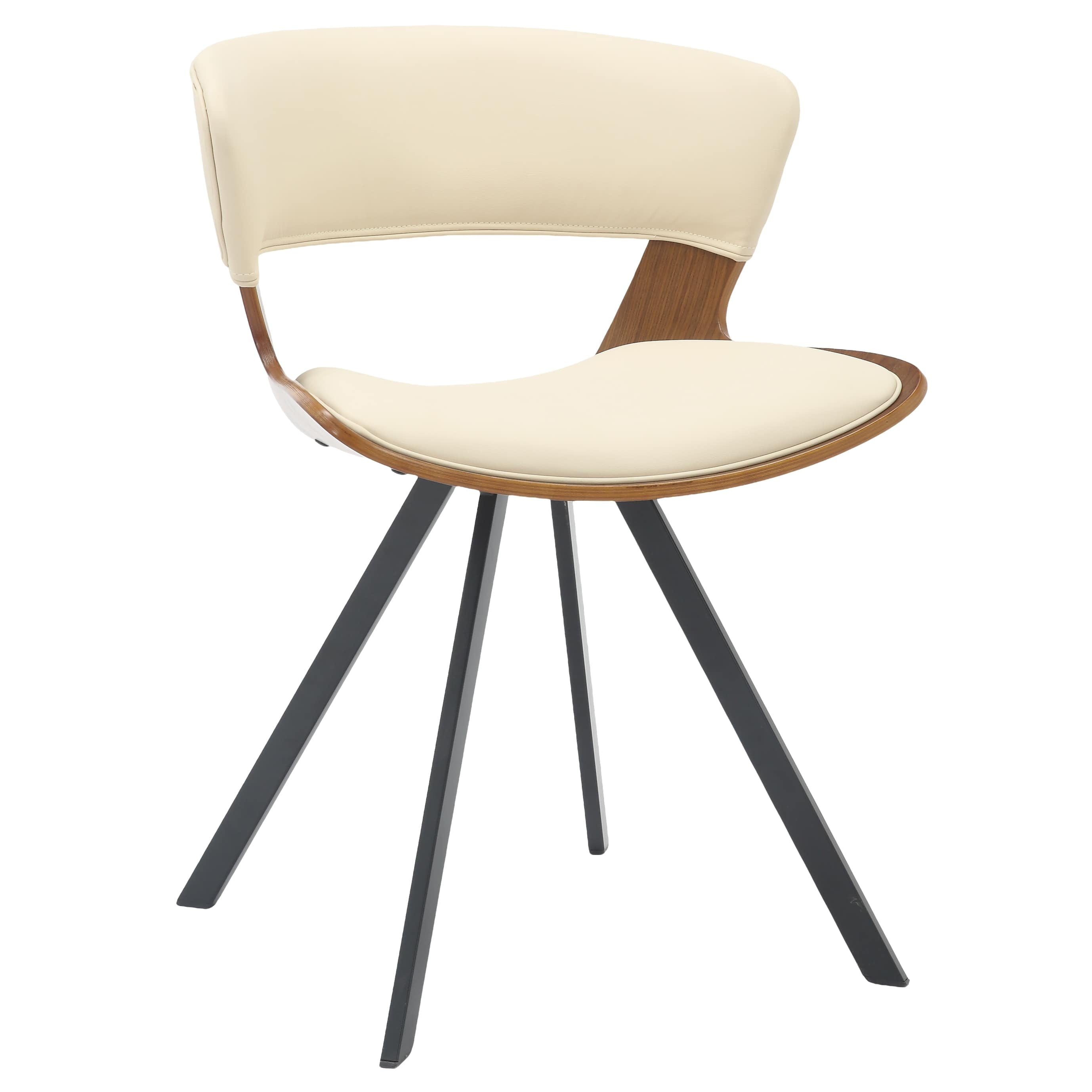 LeisureMod Dining Chair Upholstered in Leather with Curved Open-Back ...