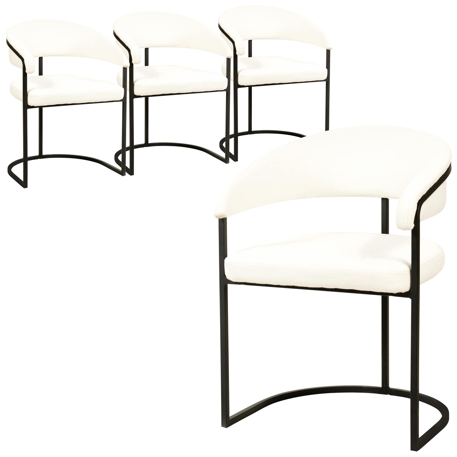 LeisureMod Dining Chair Upholstered in Boucle with Curved Back Design ...