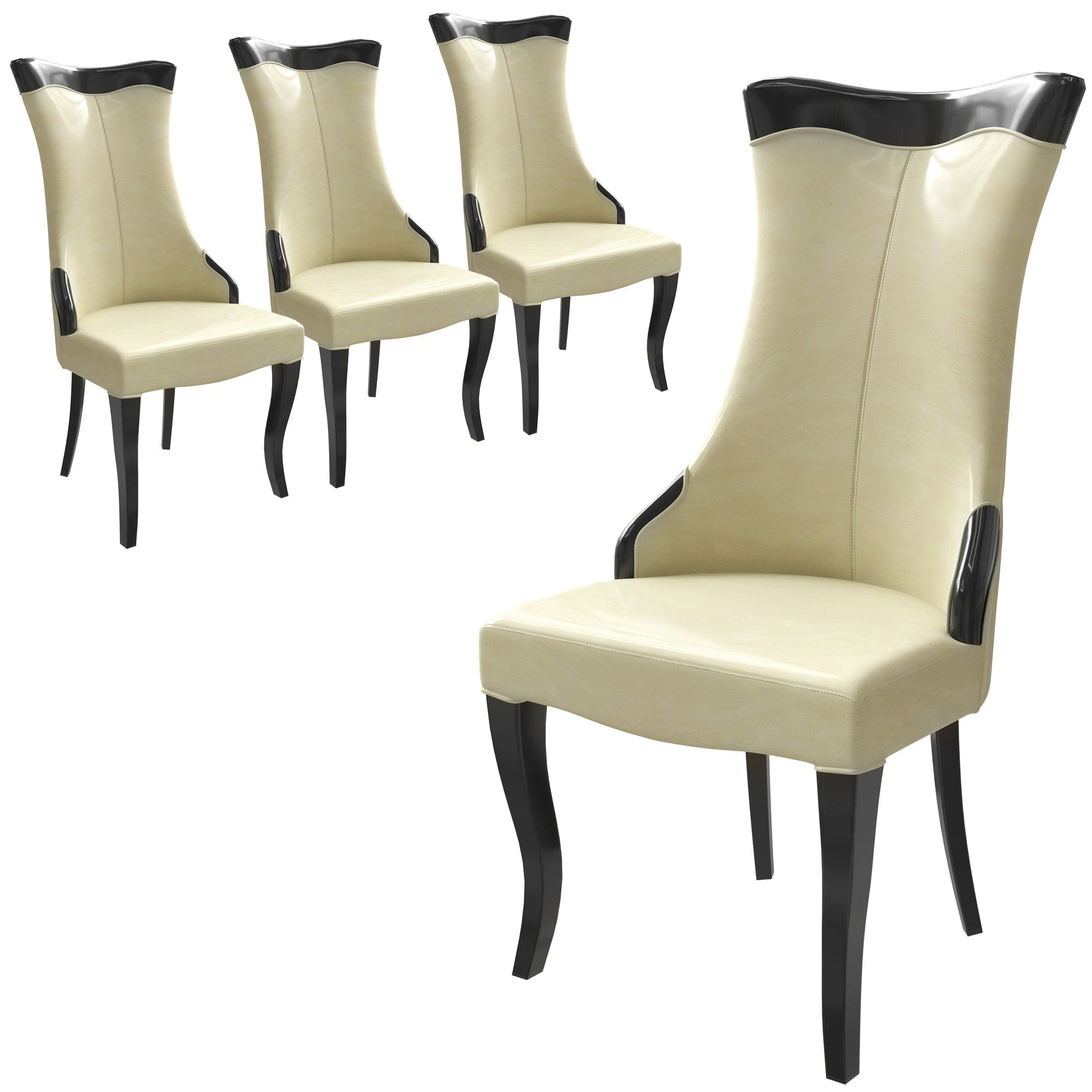 LeisureMod Dining Chair Upholstered in Leather with Rubberwood Legs for ...