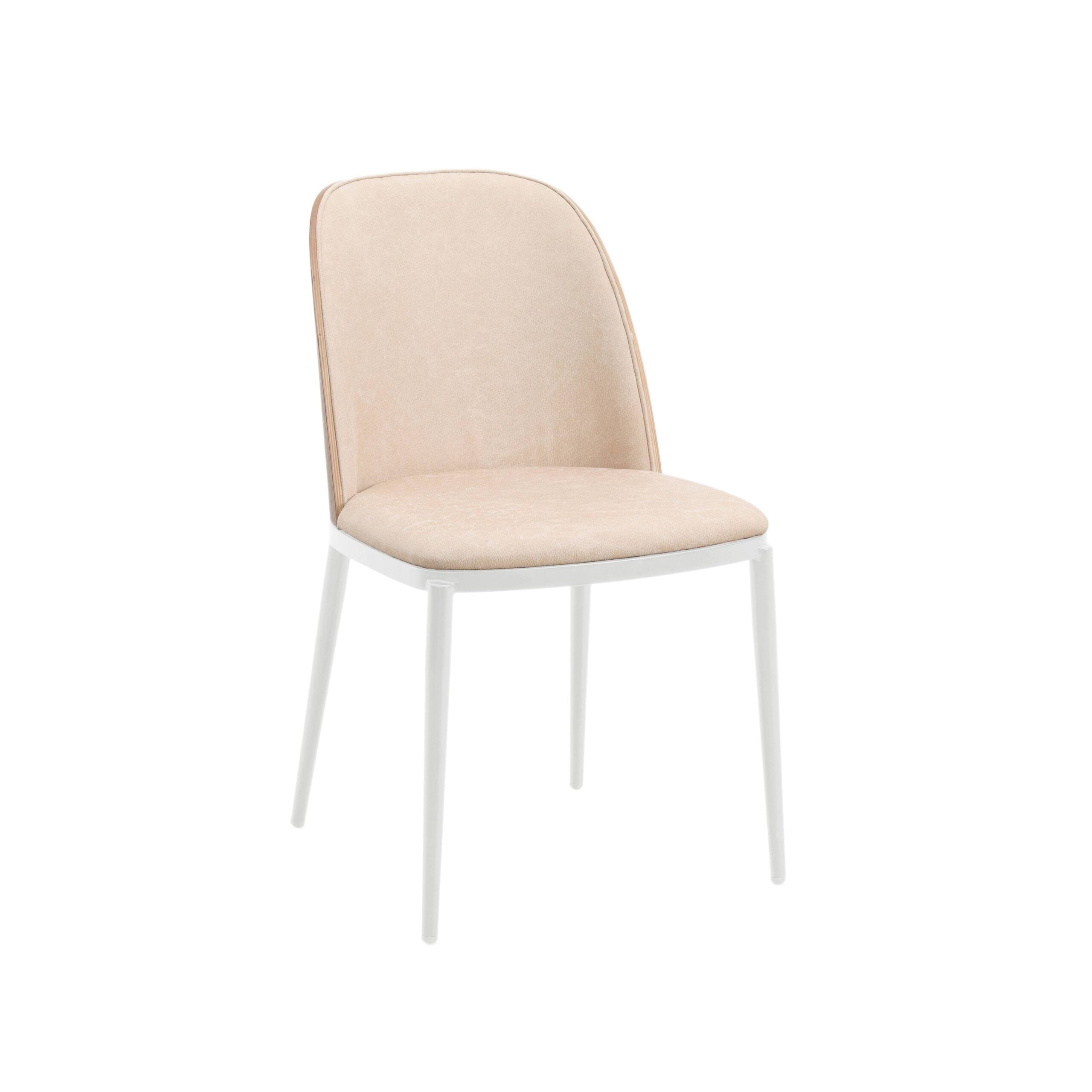 LeisureMod Tule Dining Chair with Upholstered Seat and White Steel ...