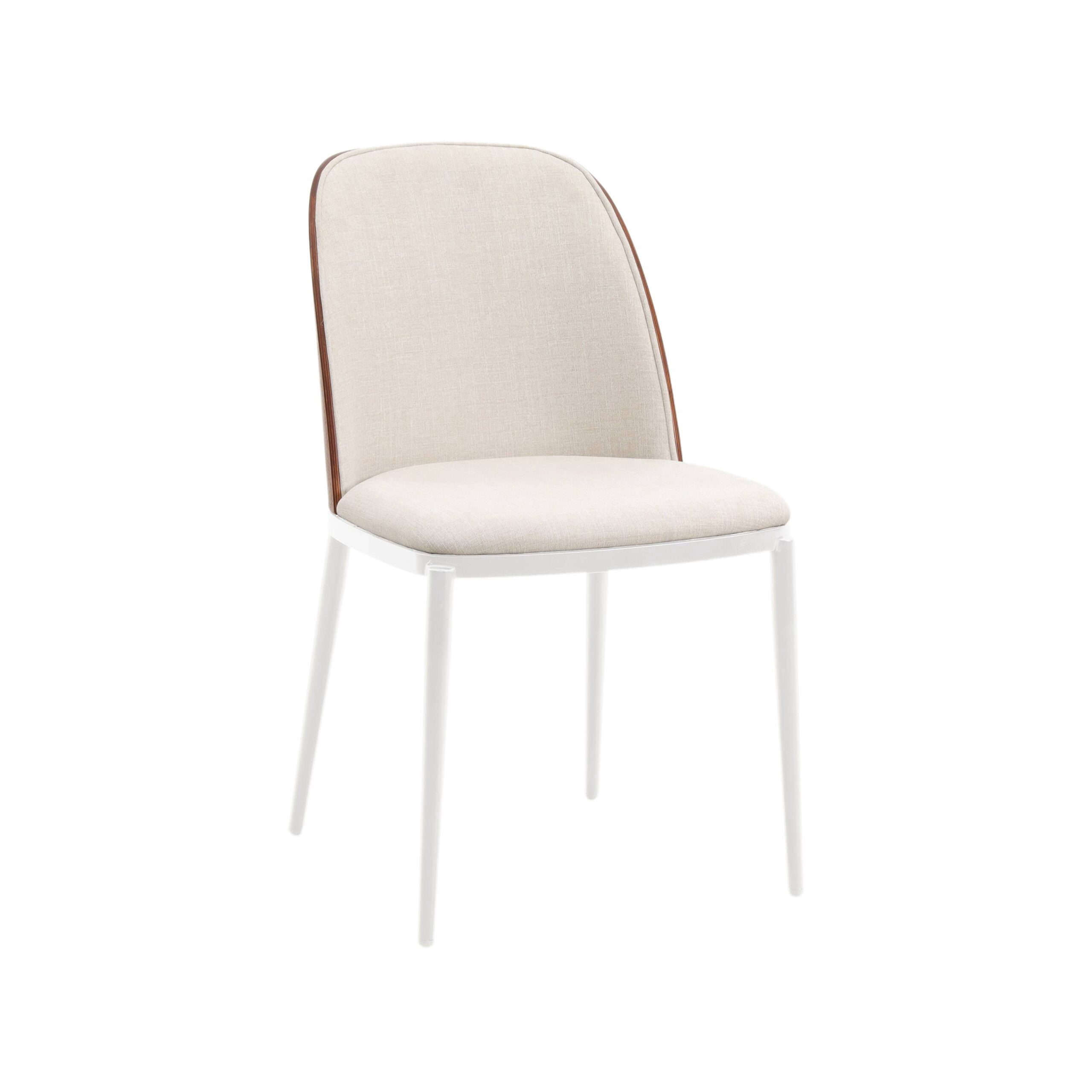 LeisureMod Tule Dining Chair with Upholstered Seat and White Steel ...