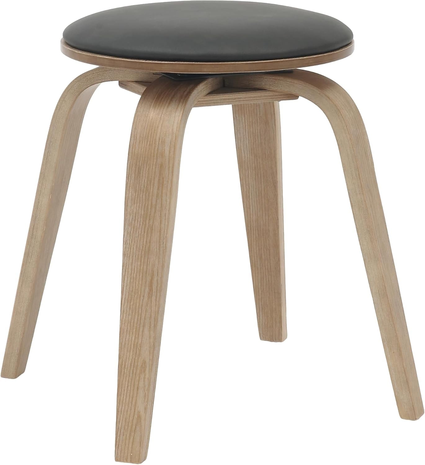 LeisureMod Dining Stool, Upholstered in Leather with Poplar Frame in ...