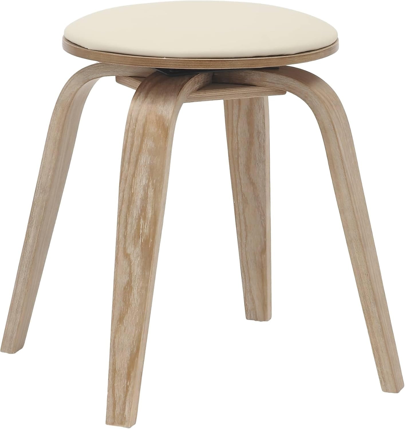 LeisureMod Dining Stool, Upholstered in Leather with Poplar Frame in ...