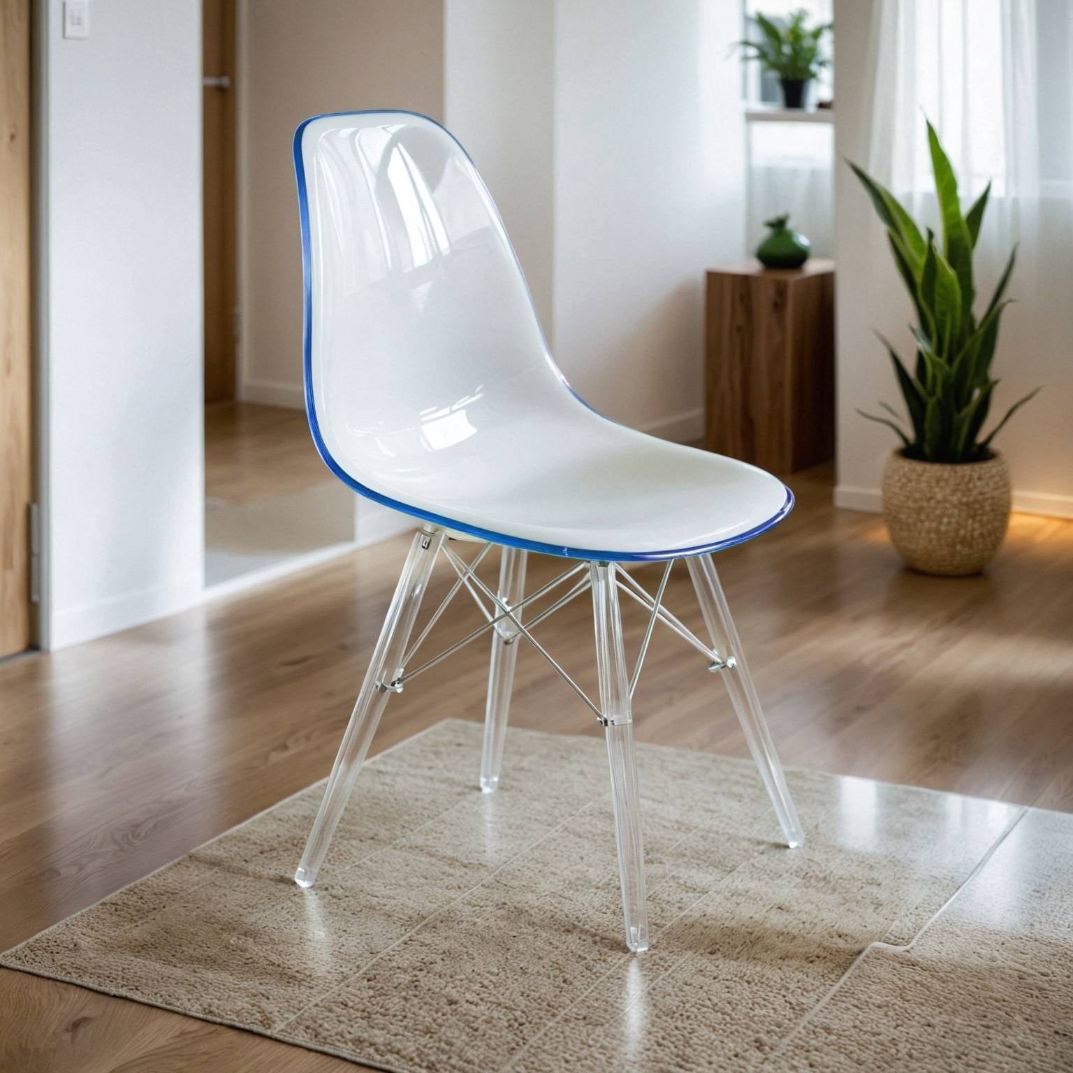 LeisureMod Dover Modern Molded Dining Chair with Acrylic Base in White ...