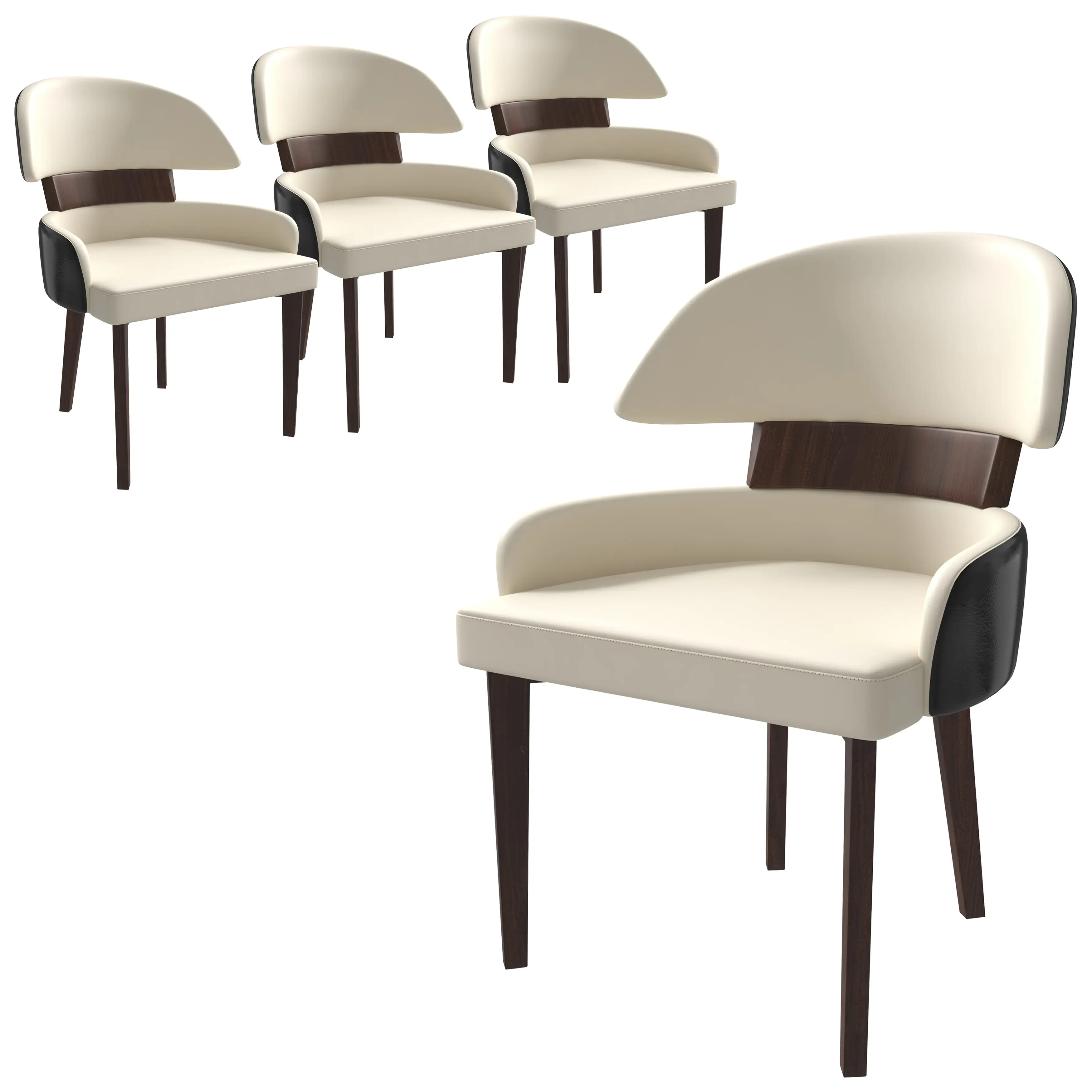 LeisureMod Ethos Leather Dining Chair – Upholstered Mid-Century Modern Accent Chair with ...