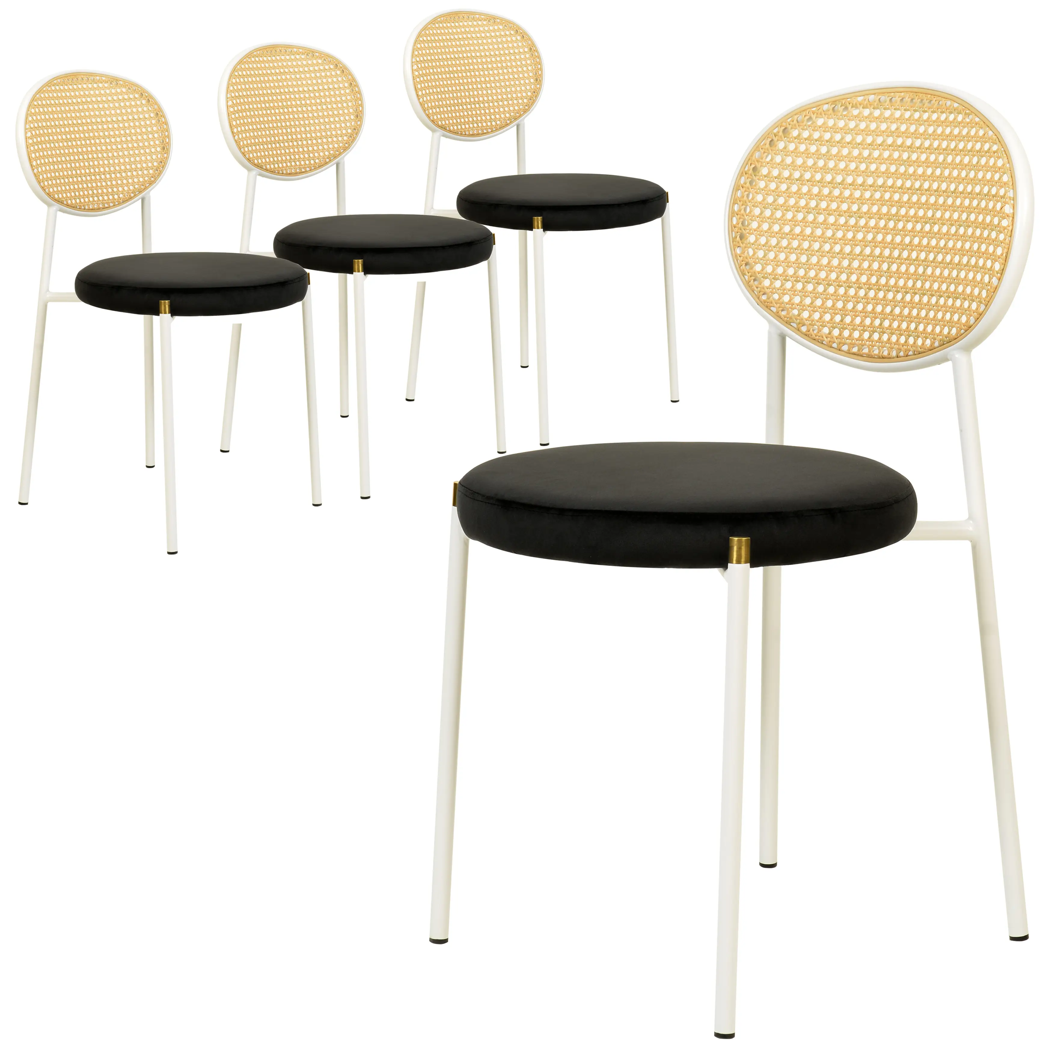 LeisureMod Euston Dining Chair with Wicker Back and Upholstered Round ...