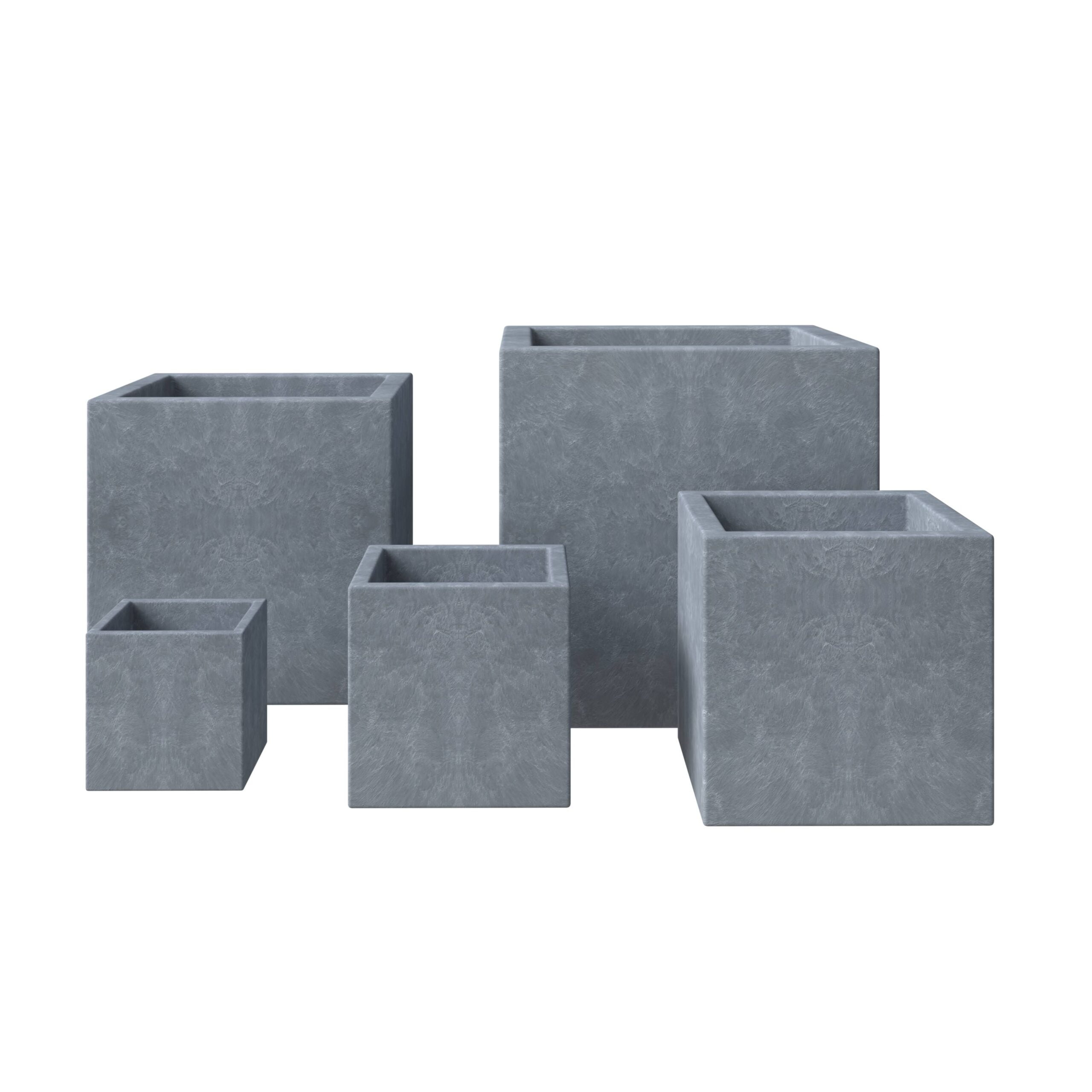 LeisureMod Fern 5-Piece Fiberstone and MGO Clay Planter Set, Mid ...