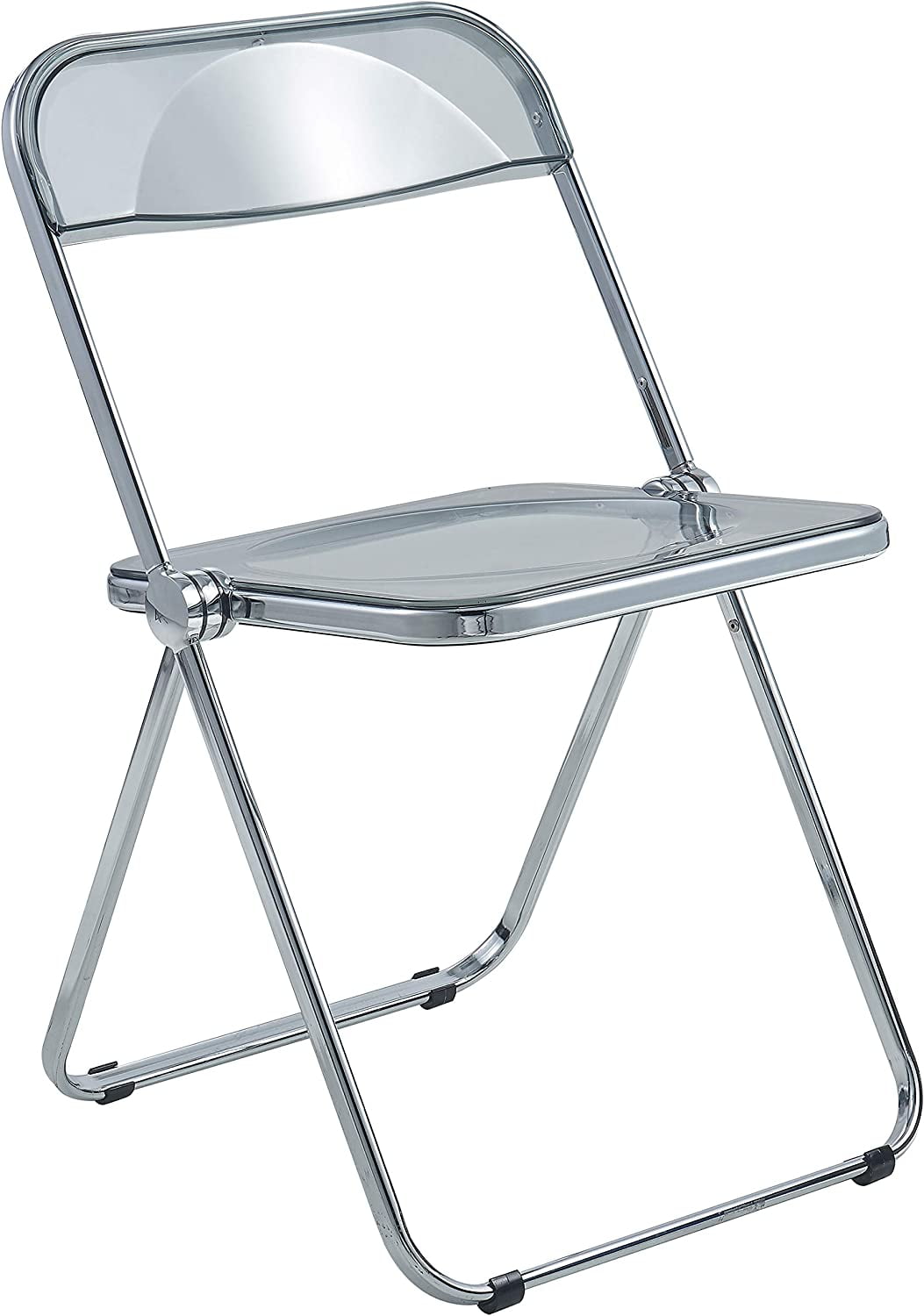 LeisureMod Folding Chair – Transparent Black Acrylic Seat and Back with ...