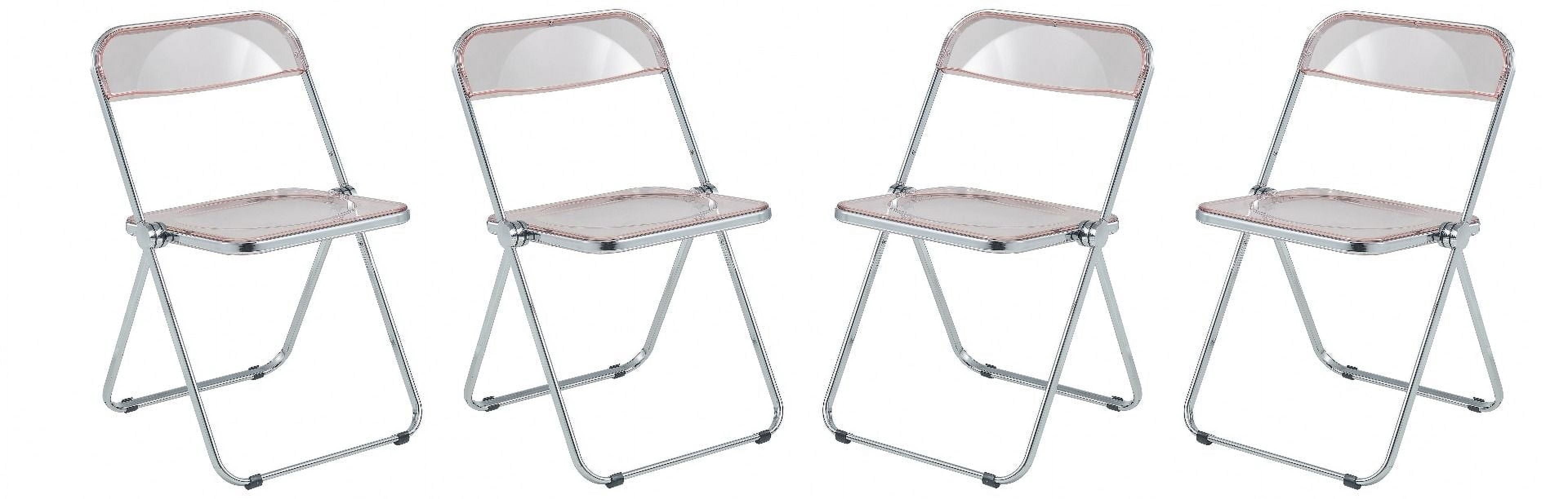 LeisureMod Folding Dining Chair in Acrylic with Chrome Steel Frame and ...