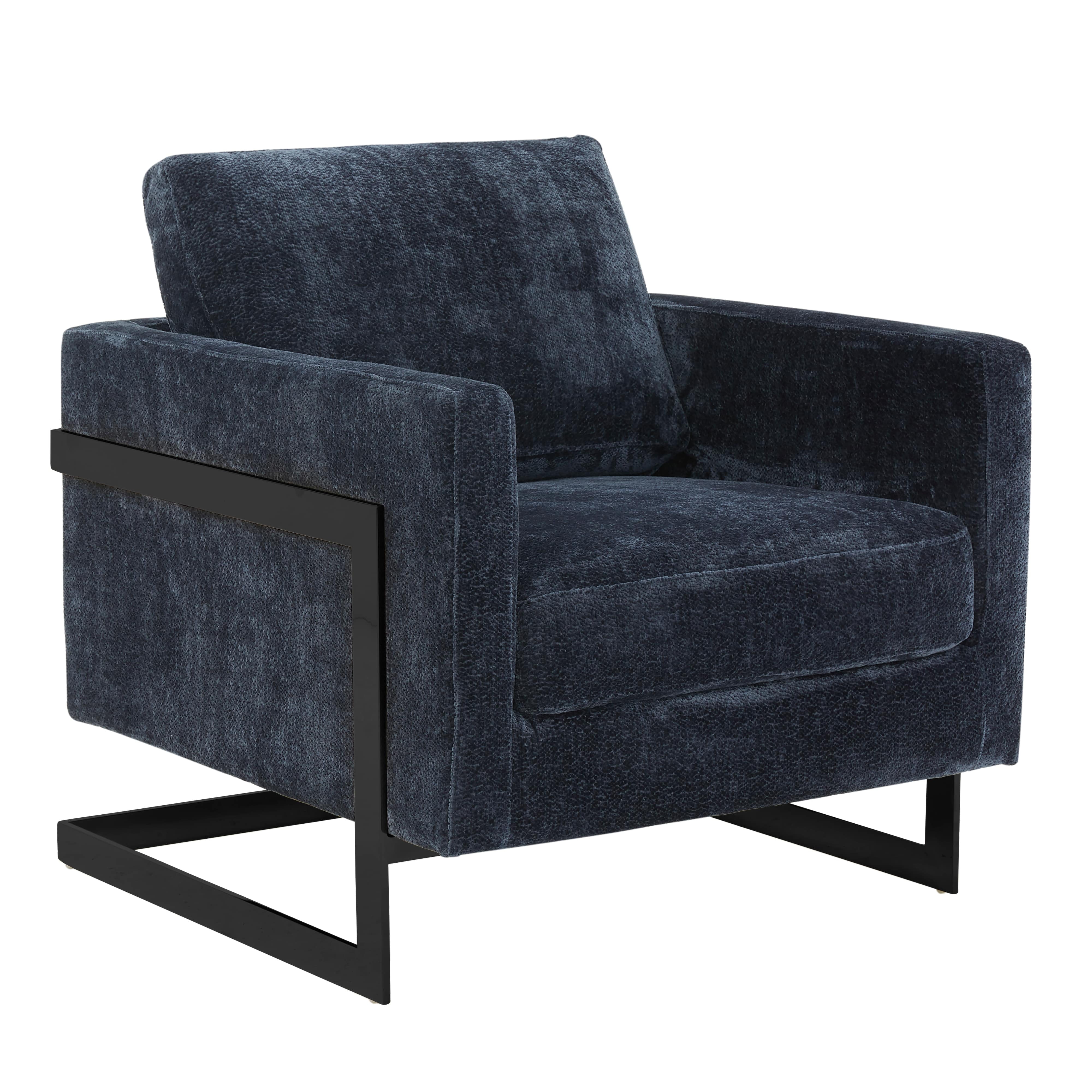 LeisureMod Geometric Accent Chair Upholstered Side Armchair with Black ...