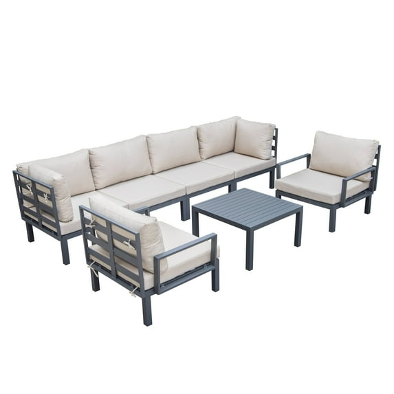 LeisureMod Hamilton Modern 7-Peice Modular Outdoor Sectional Aluminum ...