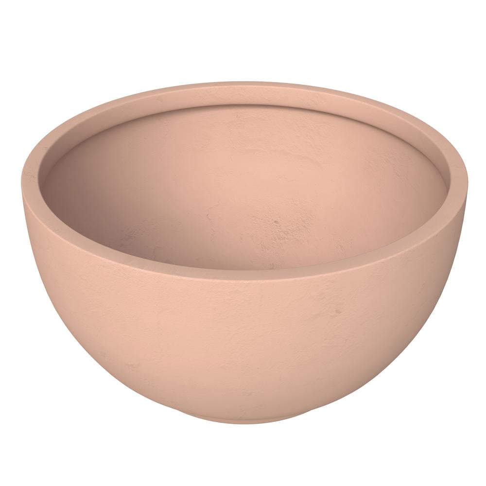 LeisureMod Grove Mid-Century Modern Fiberstone and Clay Planter - Round ...