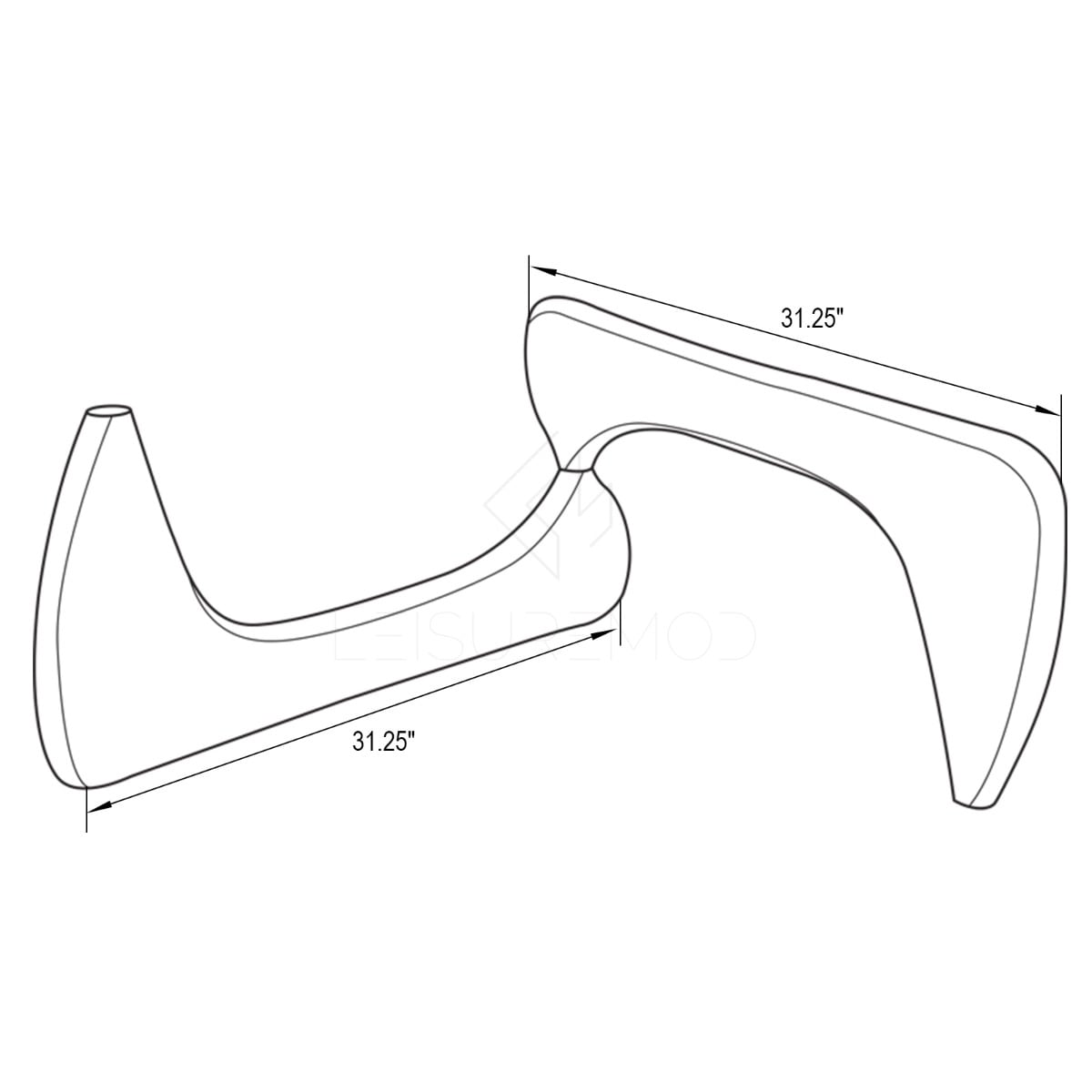 LeisureMod Triangular Coffee Table Base in Rubberwood with Stained ...